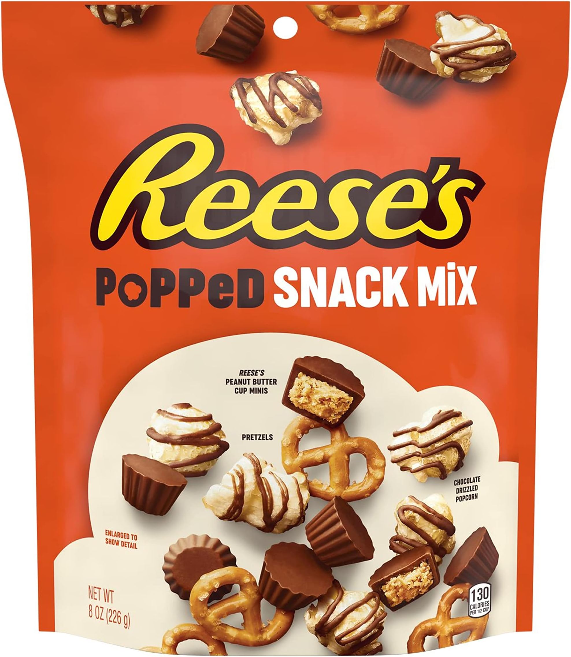 Amazon.com: REESE'S Chocolate Peanut Butter Popped, Snack Mix Bag, 8 oz