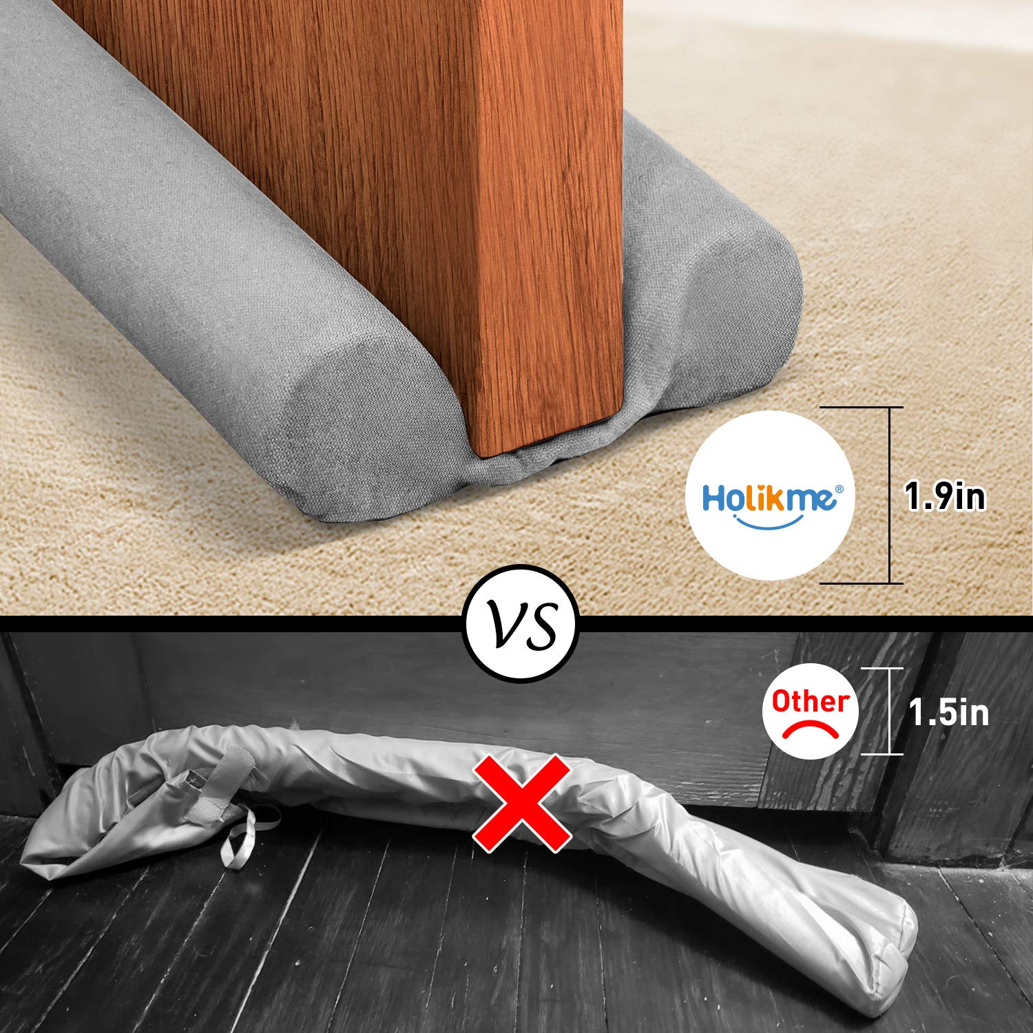 Holikme Twin Door Draft Stopper Weather Stripping Window Breeze Blocker ...