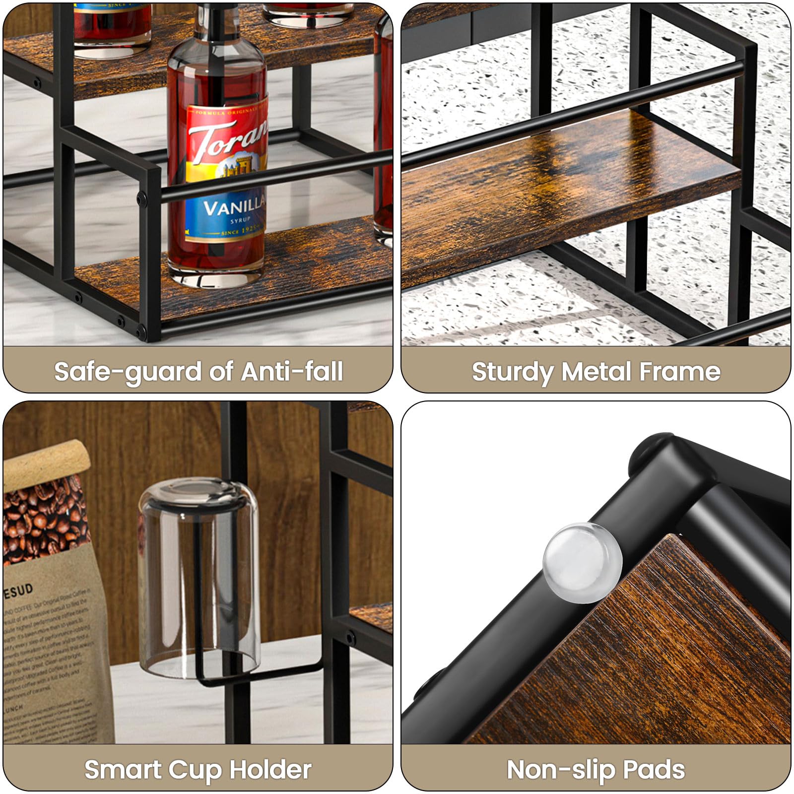 Snapklik.com : Coffee Syrup Rack Organizer, Syrup Bottle Holder Stand ...