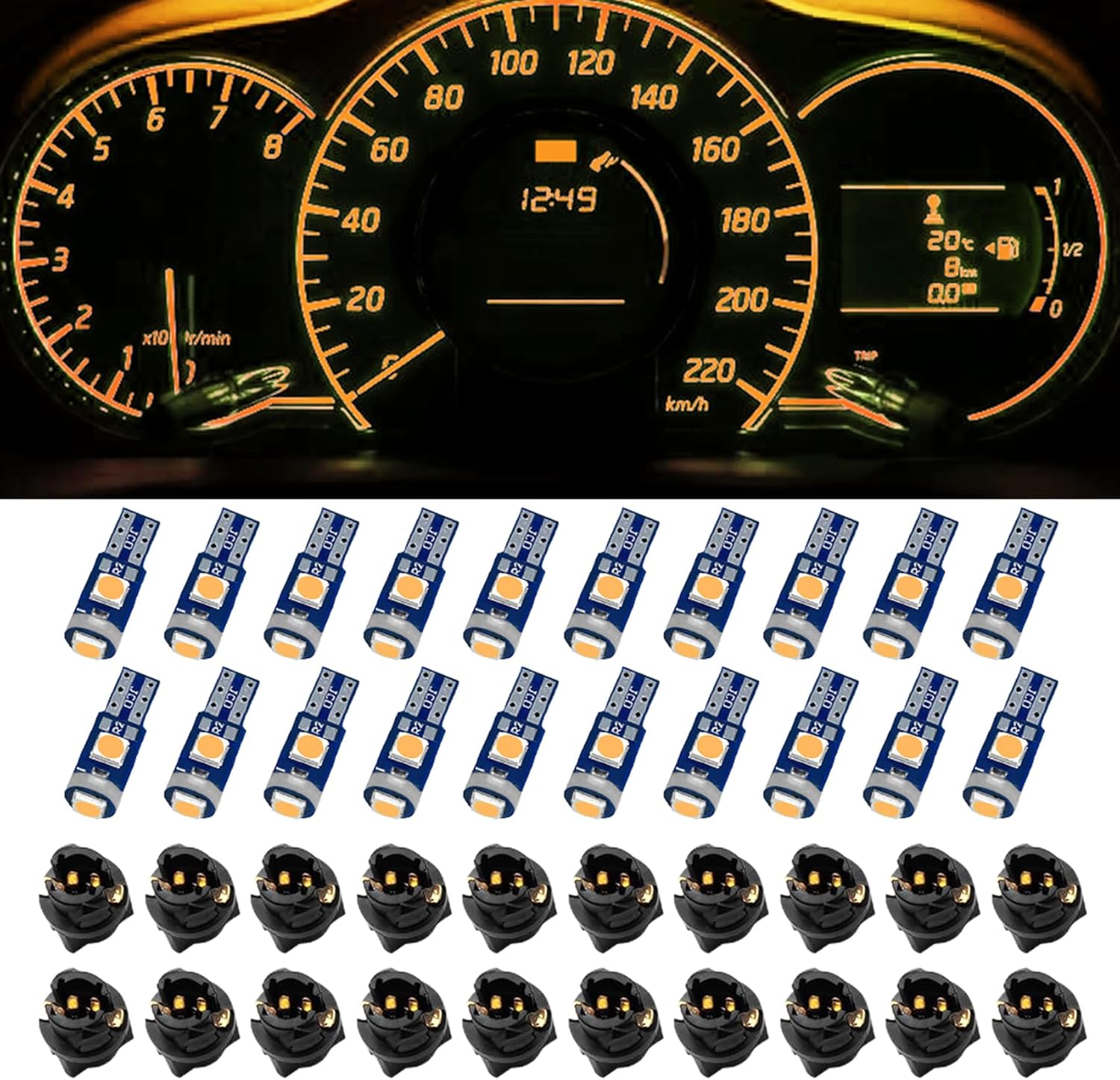 Amazon.com: WINUERK 20PCS T5 LED Lights for Car Dashboard, T5 37 74 LED Bulb with Twist Lock ...