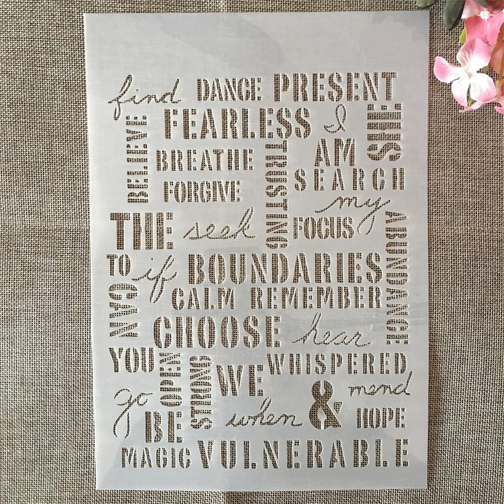 Amazon.com : A4 29cm Fearless Common Words Stencils for Painting on ...