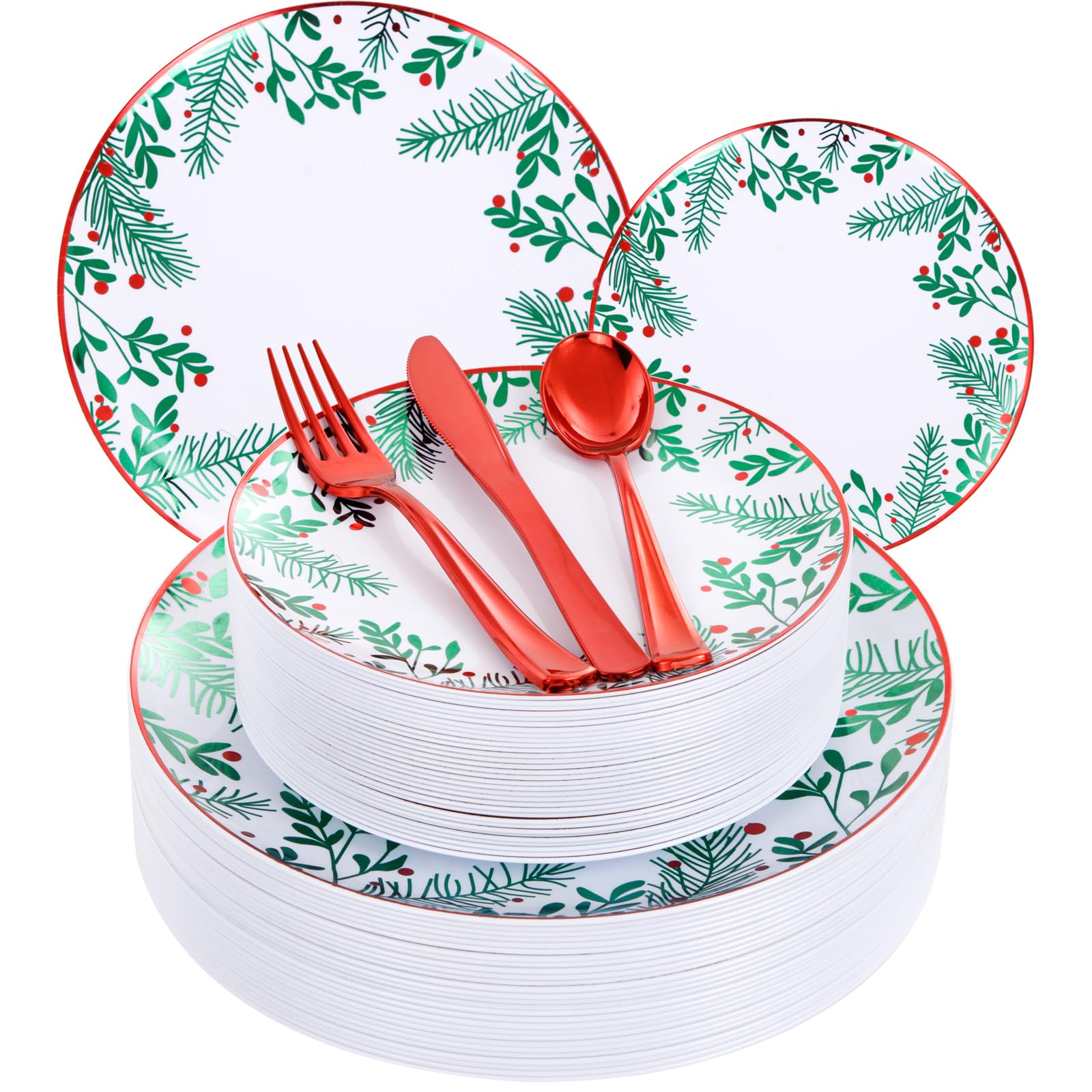 Amazon.com: Liacere 150Pcs Christmas plastic plates-Christmas Plates ...