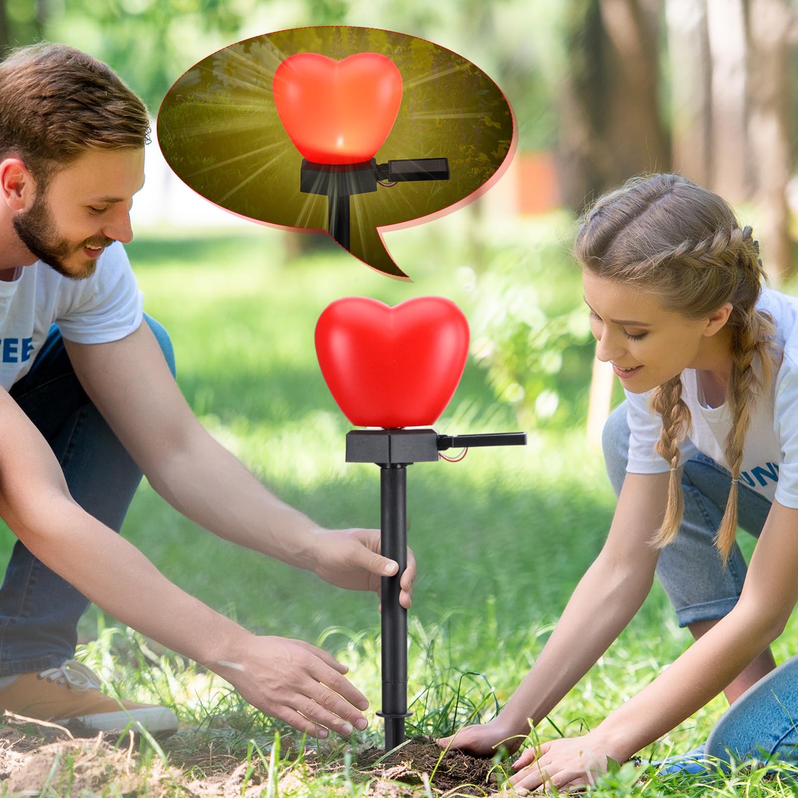 Snapklik.com : 12 Pack Valentines Day Solar Lights, Heart Waterproof ...