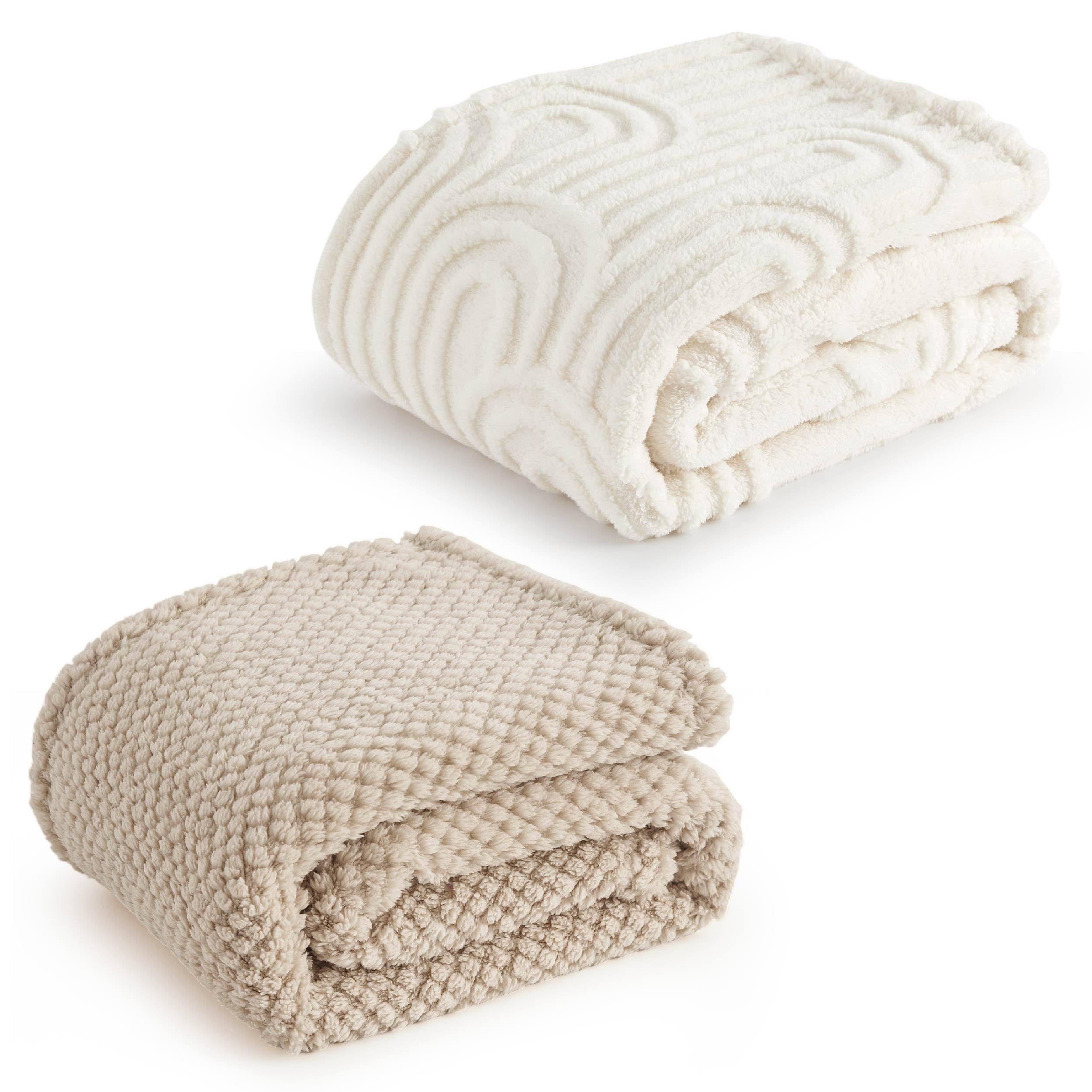 Amazon.com: Bedsure Throw Blanket for Couch White&Throw Blanket for ...