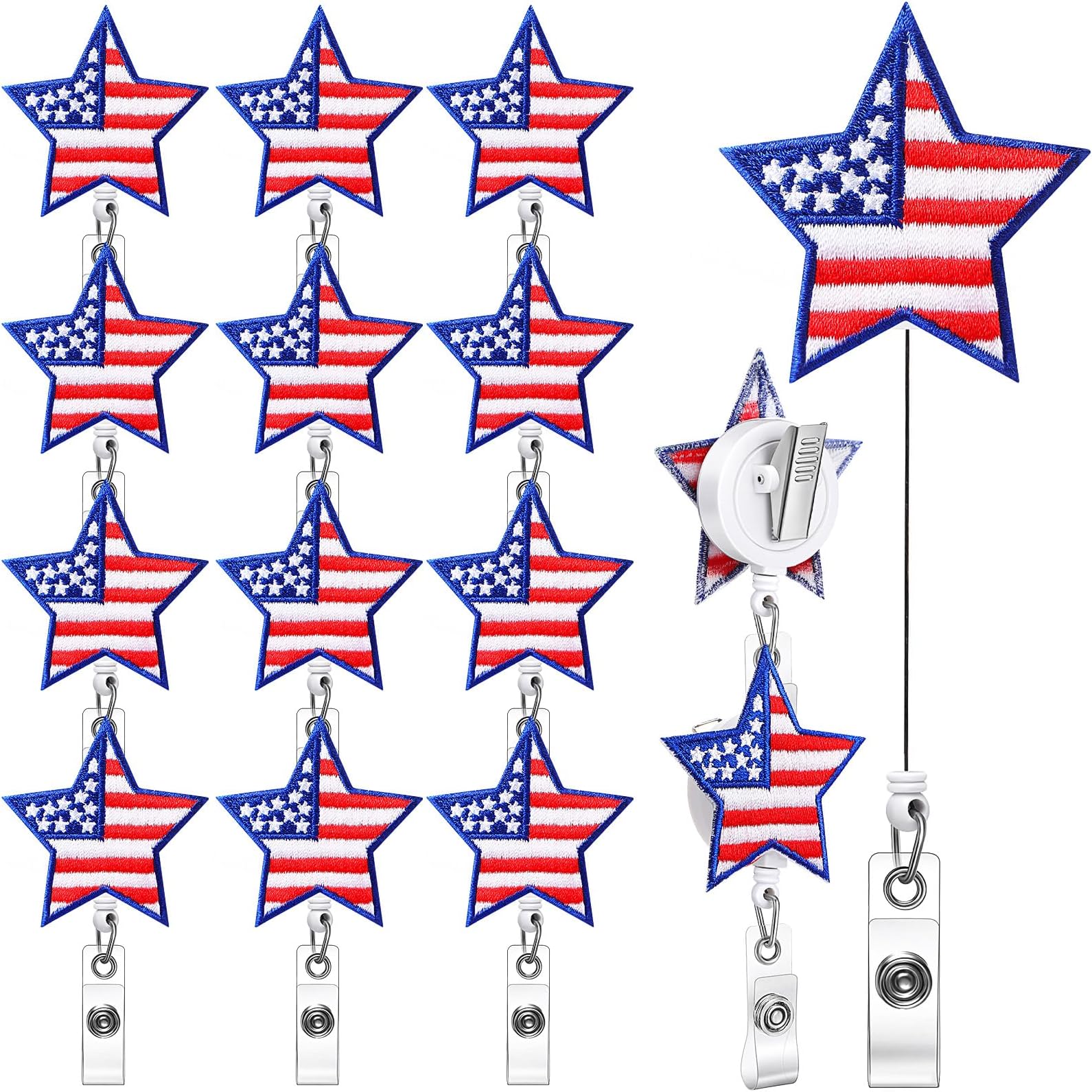 Amazon.com : Landical 12 Pcs 4th of July Badge Reels for Nurses Star ...
