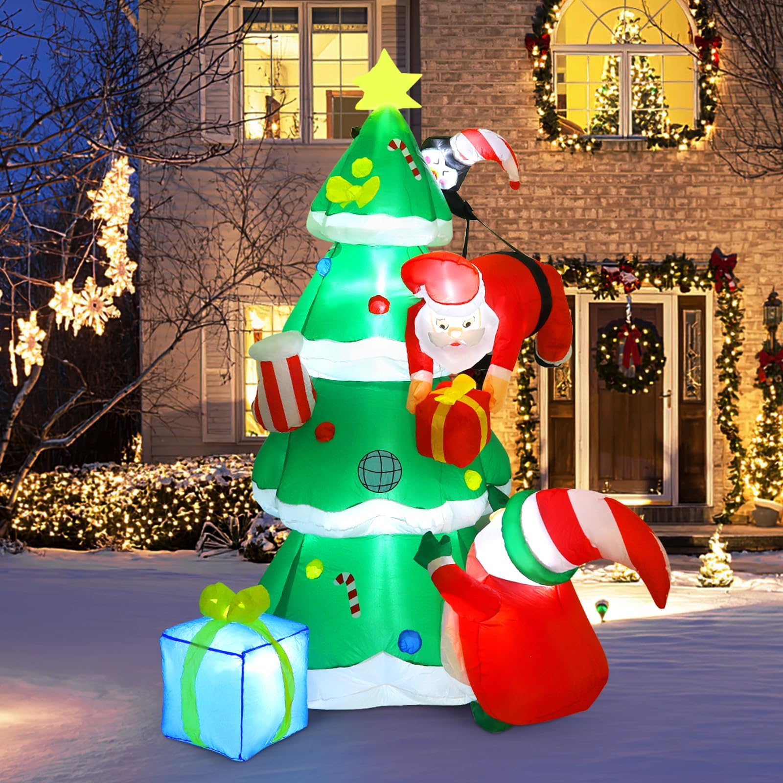 Amazon.com: Artiflr 7FT Inflatable Christmas Tree and Penguine ...