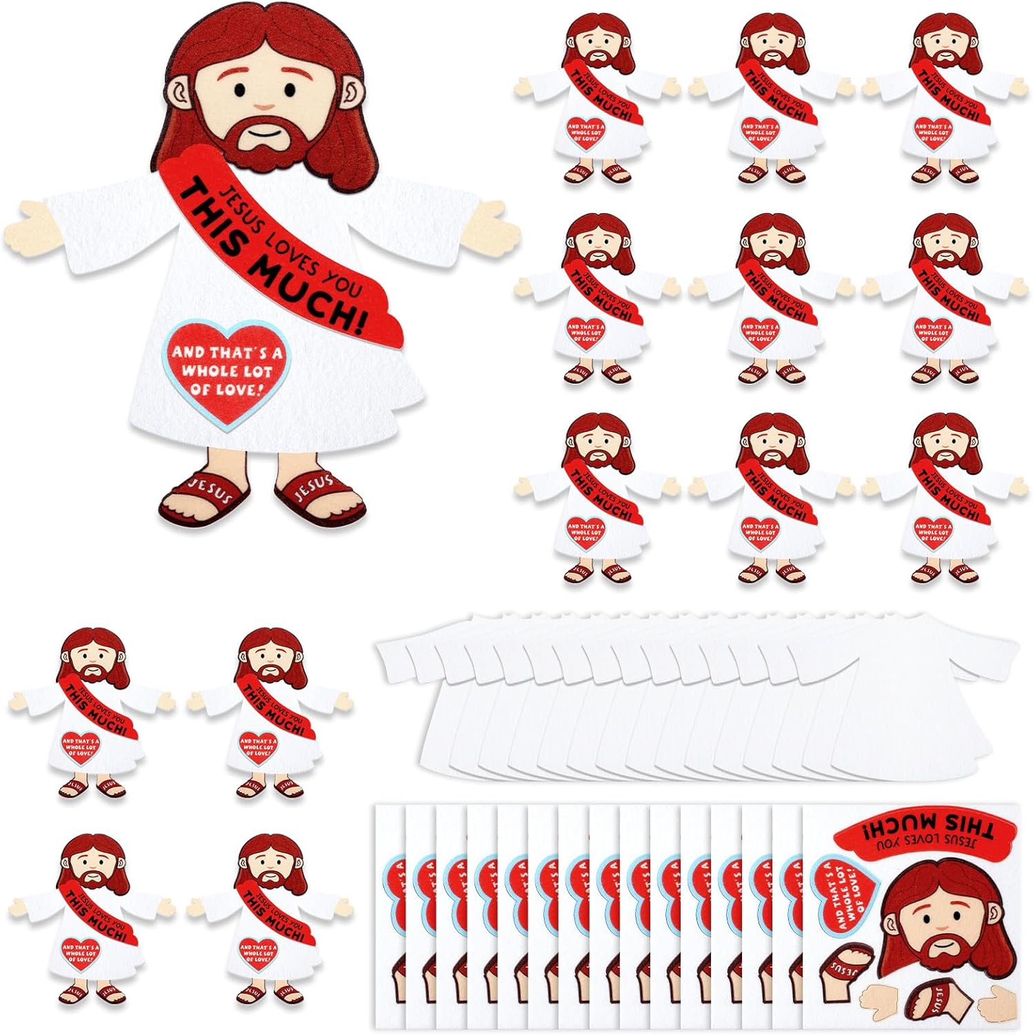 Amazon.com: Yousoontic 24 Pcs Jesus Loves You This Much Felt Cut Out ...