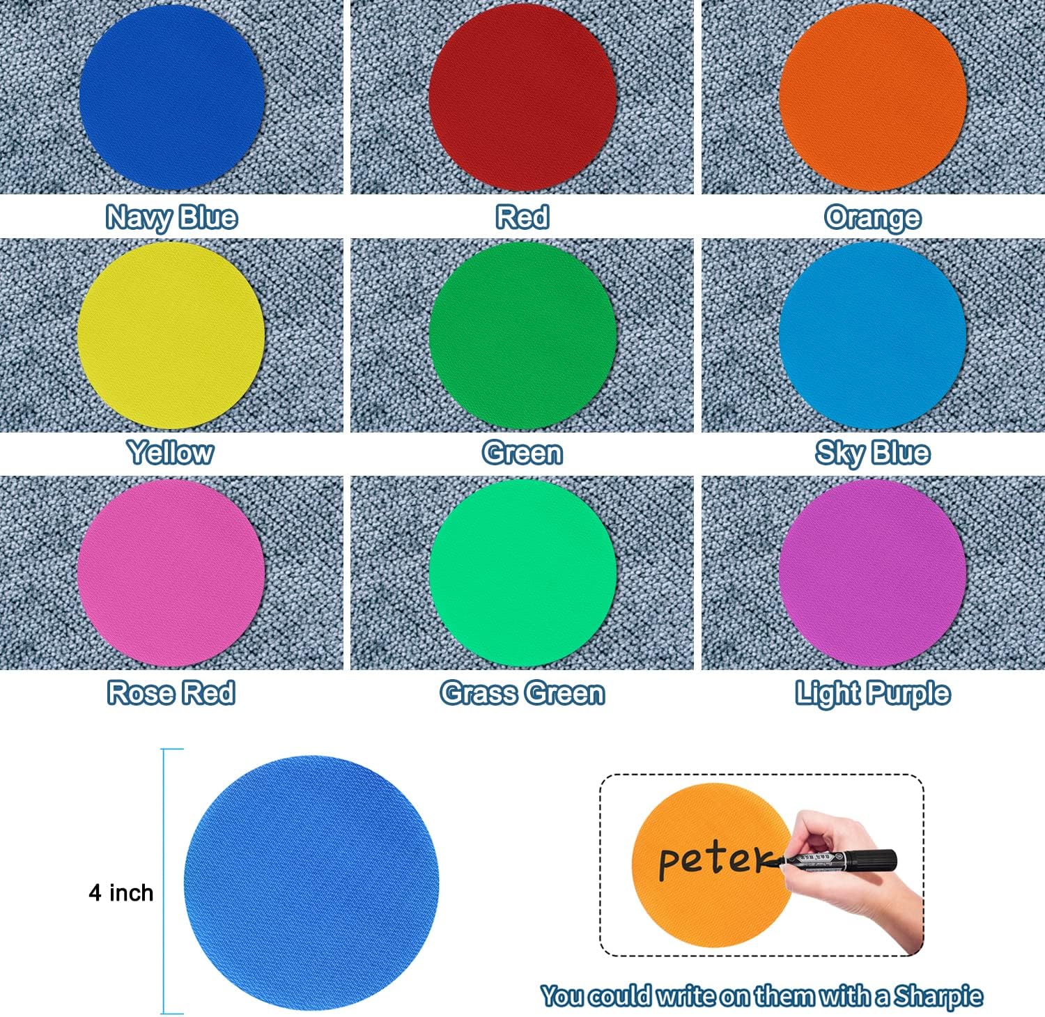 81 Pcs Carpet Dots for Spots Markers Floor Dots Carpet Circles Carpet ...
