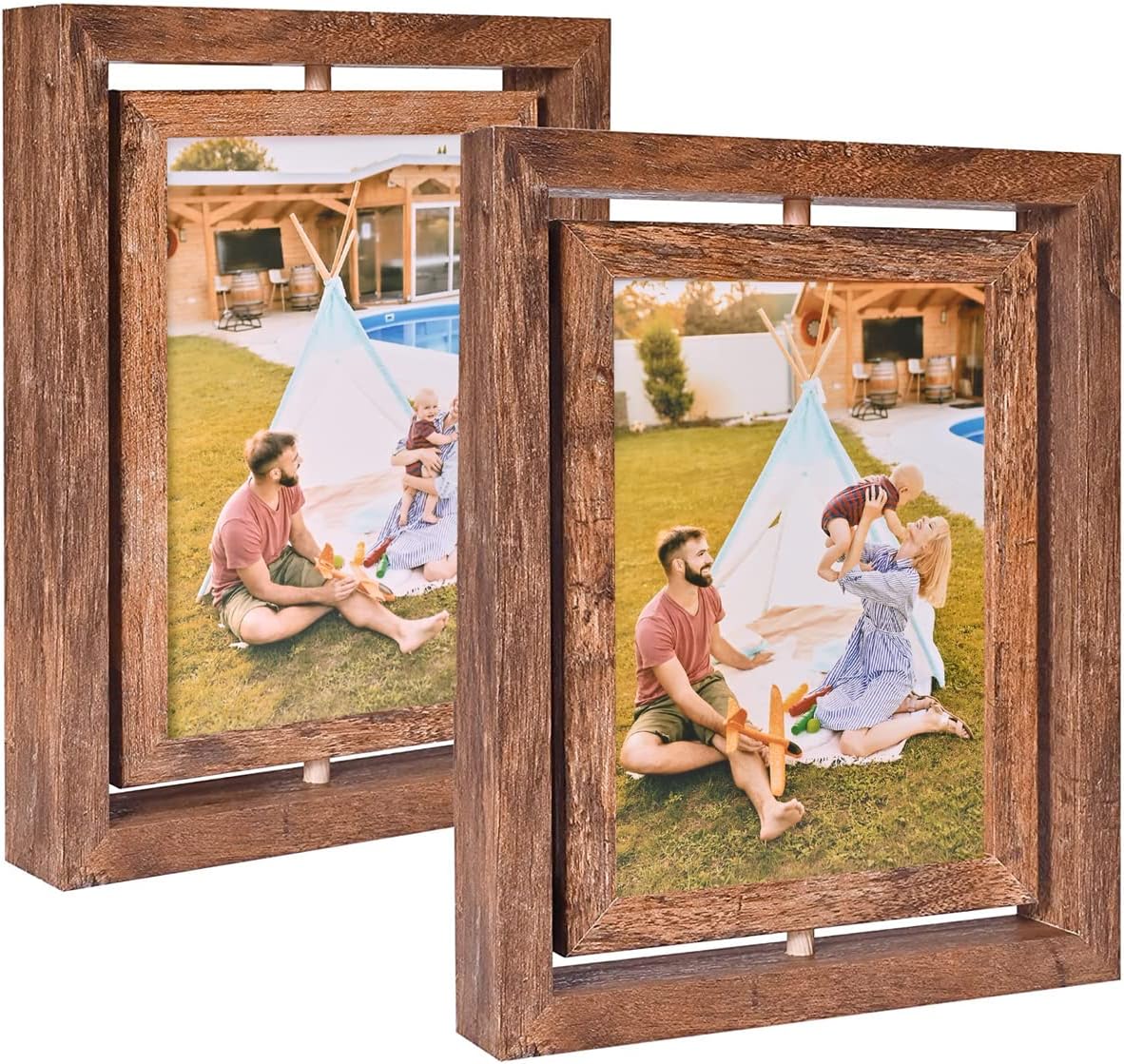 Donmills 2 Pack 6x4 Roating Photo Frames, 4x6 Rustic Multiple Picture ...