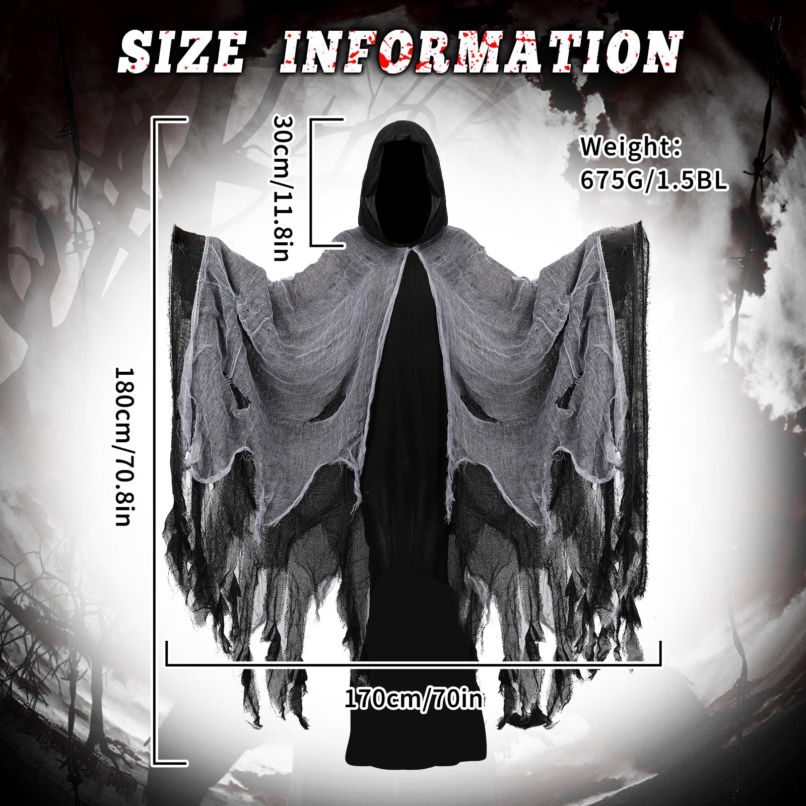 Joyincoser Hooked Cloak Medieval Renaissance Gothic Wizard Cape Death ...