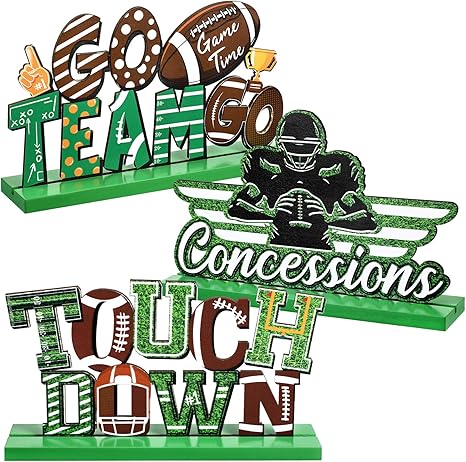 Amazon.com: Jetec 3 Pcs Football Table Decoration Wooden Football ...