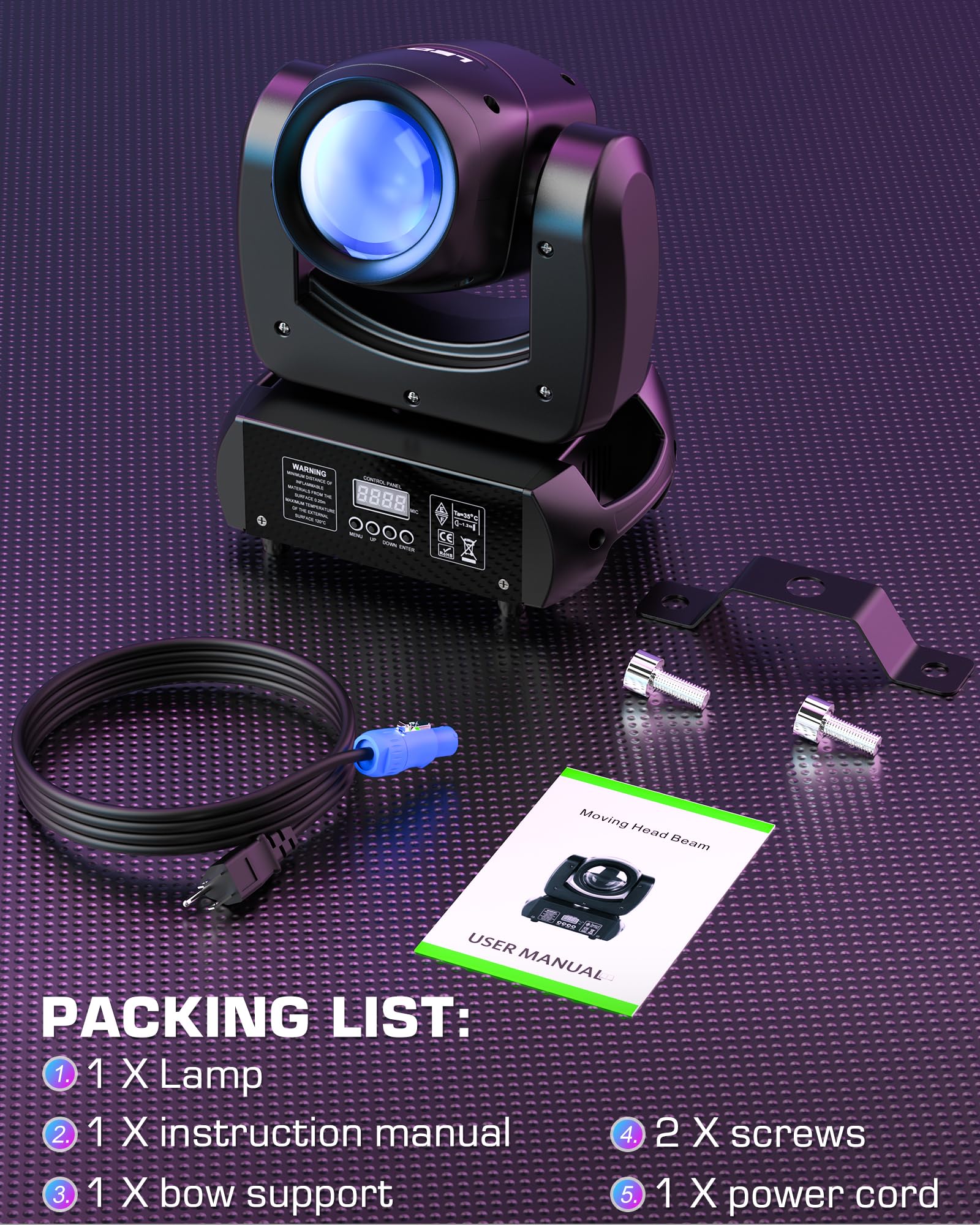 HOLDLAMP 100W Moving Head DJ Lights Rotating 18-Facet Prism Stage ...