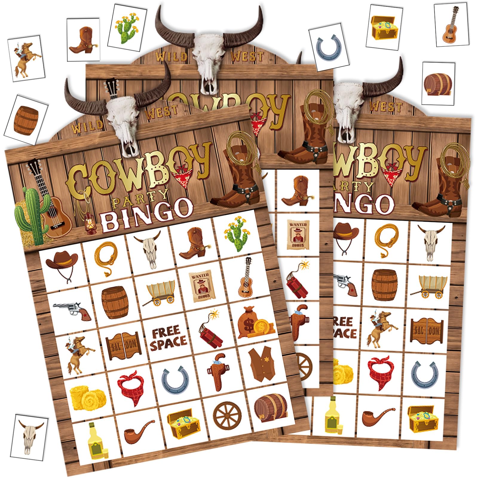 Snapklik.com : Cowboy Bingo Game Set Bingo Cards For 24 Players Wild ...