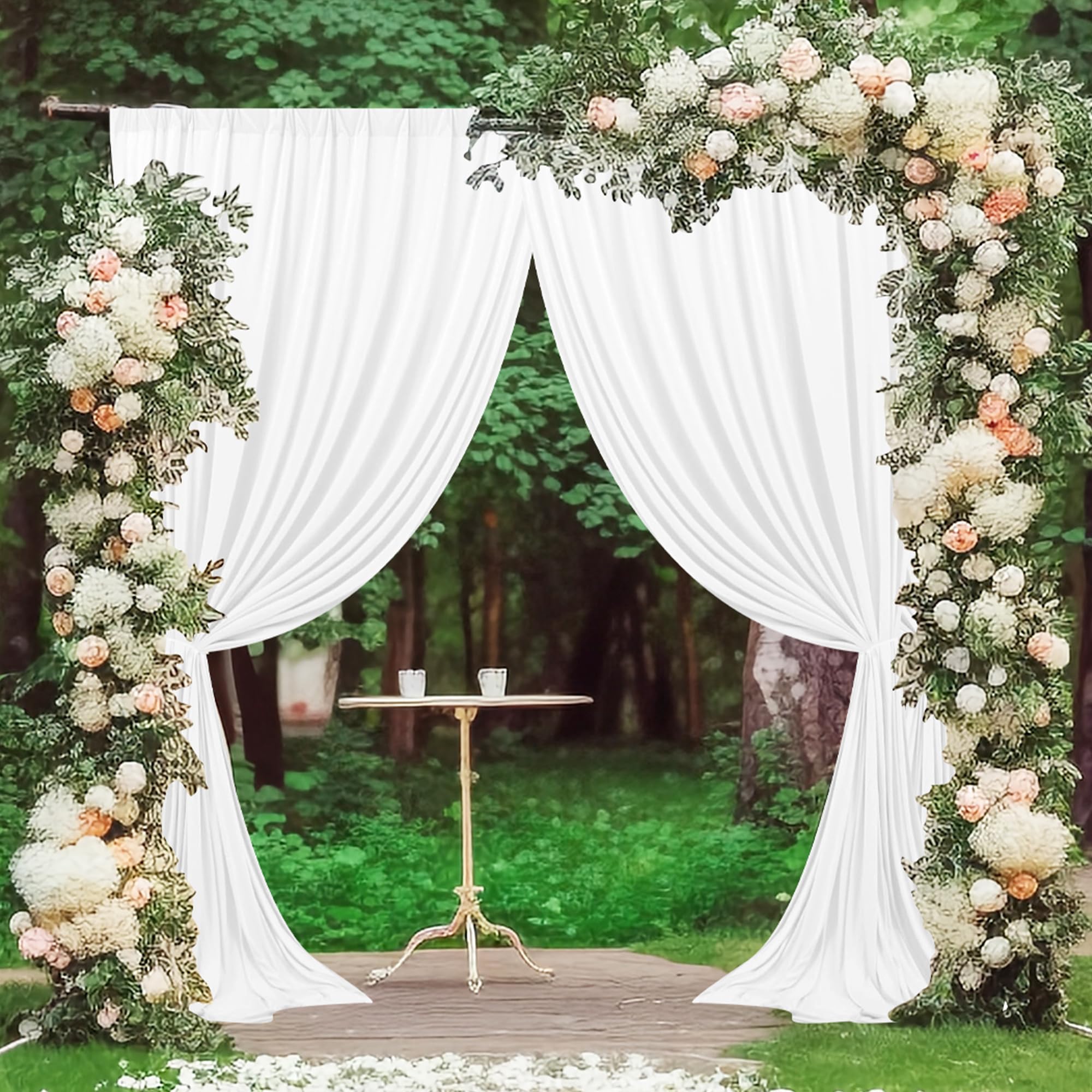 Amazon.com: MEETSKY White Backdrop Curtain for Parties Wedding Decor ...