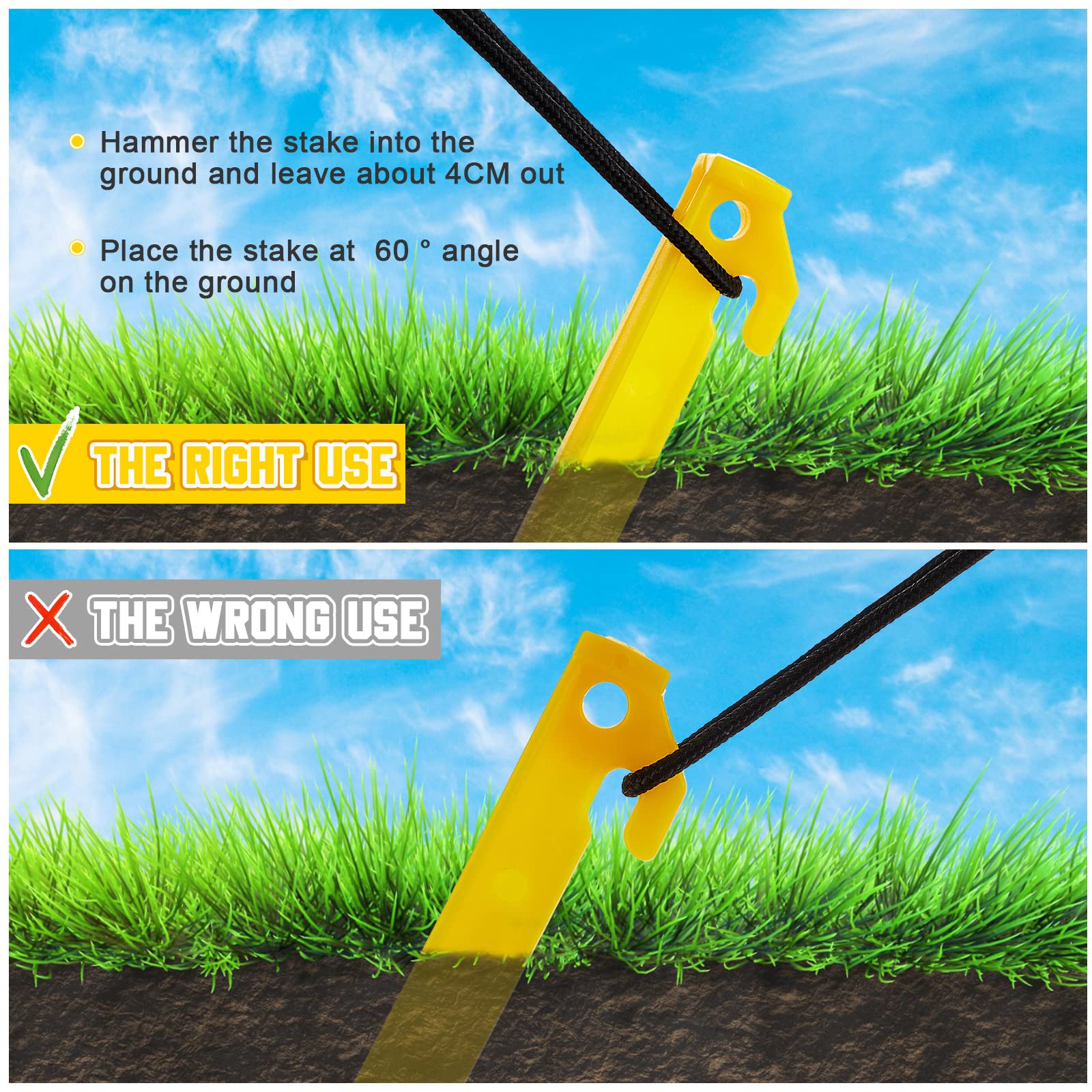 Snapklik.com : Deekin 80 Pcs Plastic Tent Stakes 9 Inch Heavy Duty Tent ...