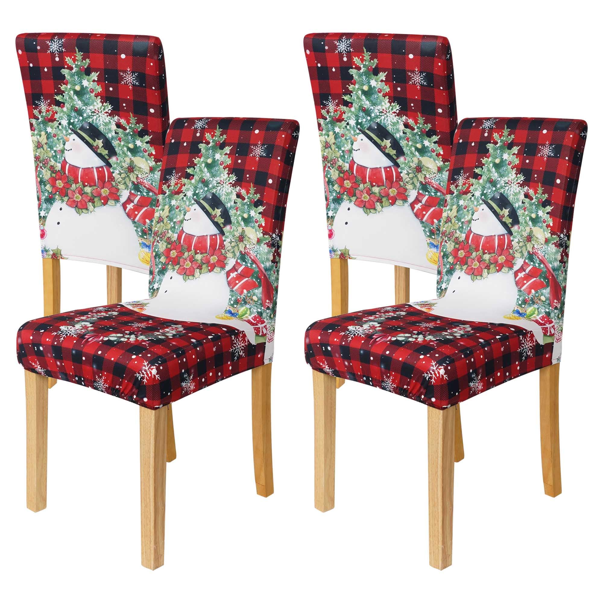Amazon.com: Christmas Chair Covers Set of 4, Christmas Decorations ...