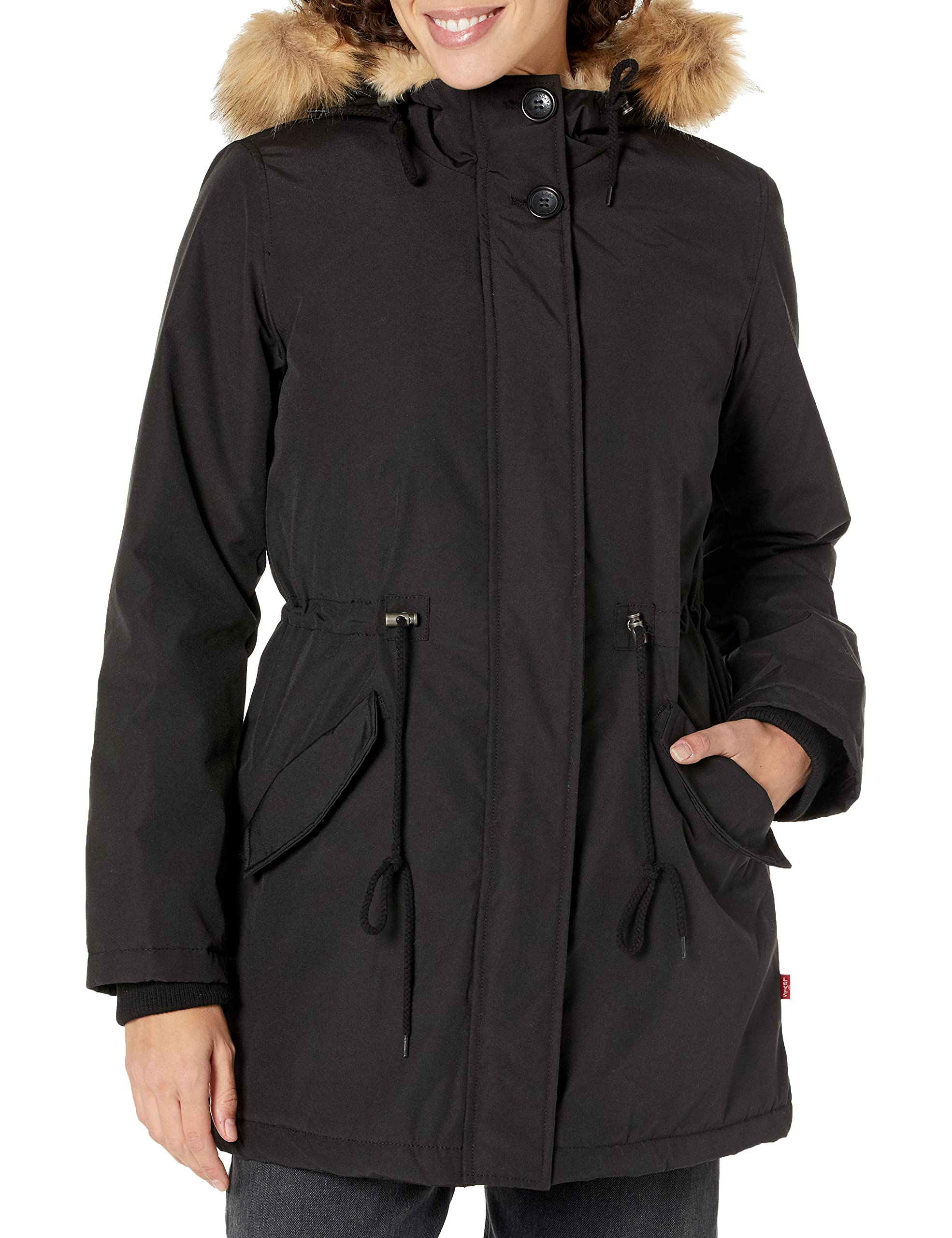 Snapklik.com : Levis Womens Faux Lined Hooded Parka Jacket