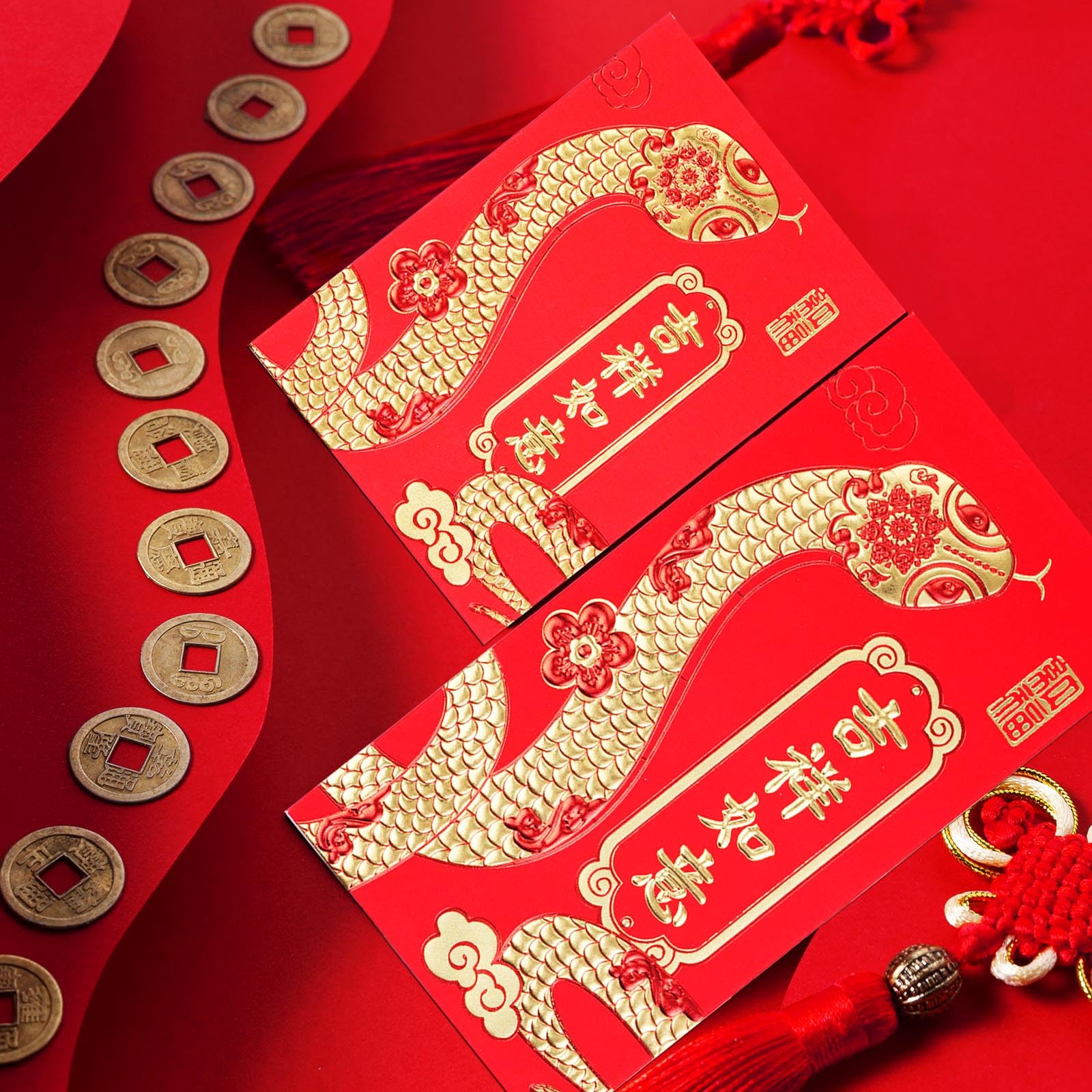 Snapklik.com : 36 Pcs Chinese Red Envelopes Lucky Money Envelopes 2025 ...