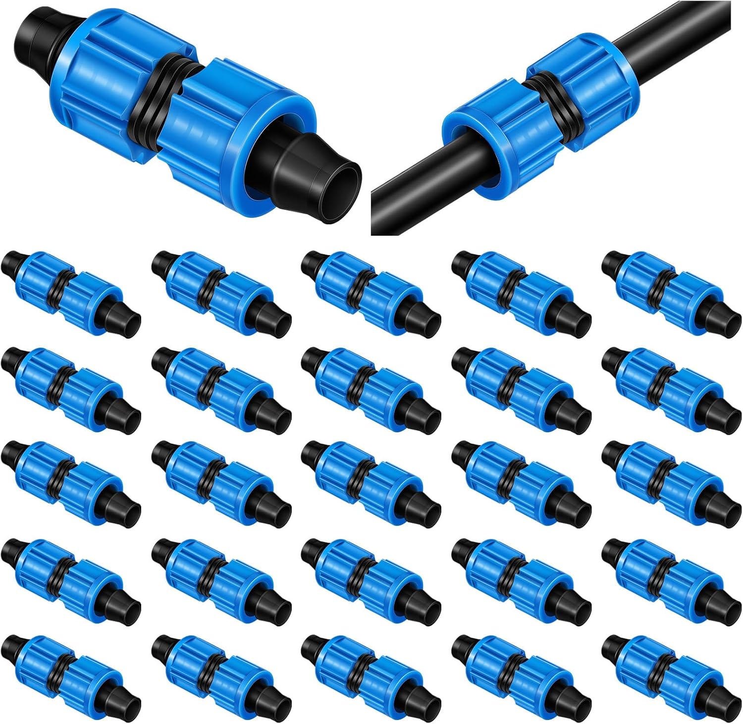 50 Pcs Drip Irrigation Connector Blue Drip Tape Coupling 5/8 Inch ...