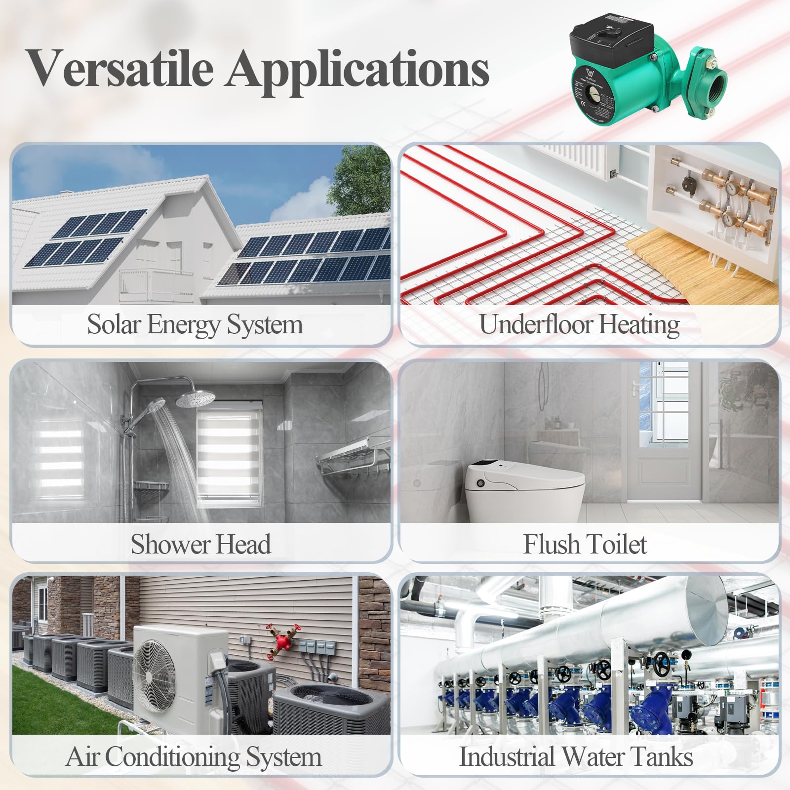 Snapklik.com : AB 110V Circulation Pump, 130W 13 GPM Hot Water Recirculating Pump, 3 Speed ...