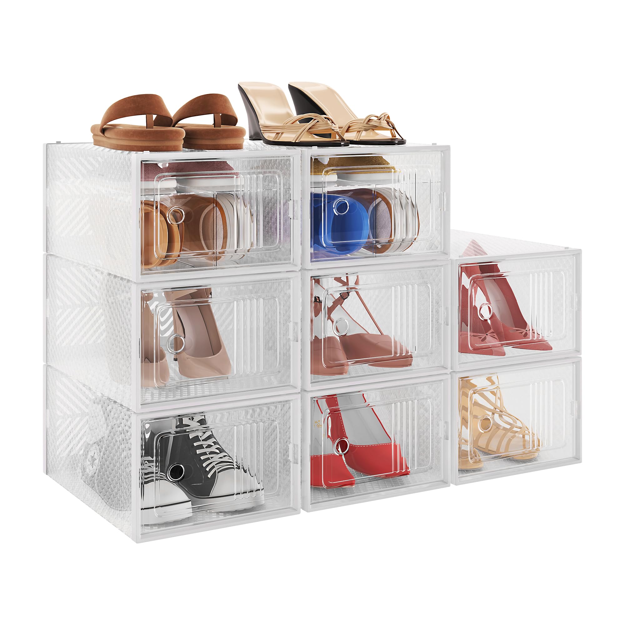 Amazon.com: BVANQ Large Shoe Organizer 8 Pack,Stackable Closet ...