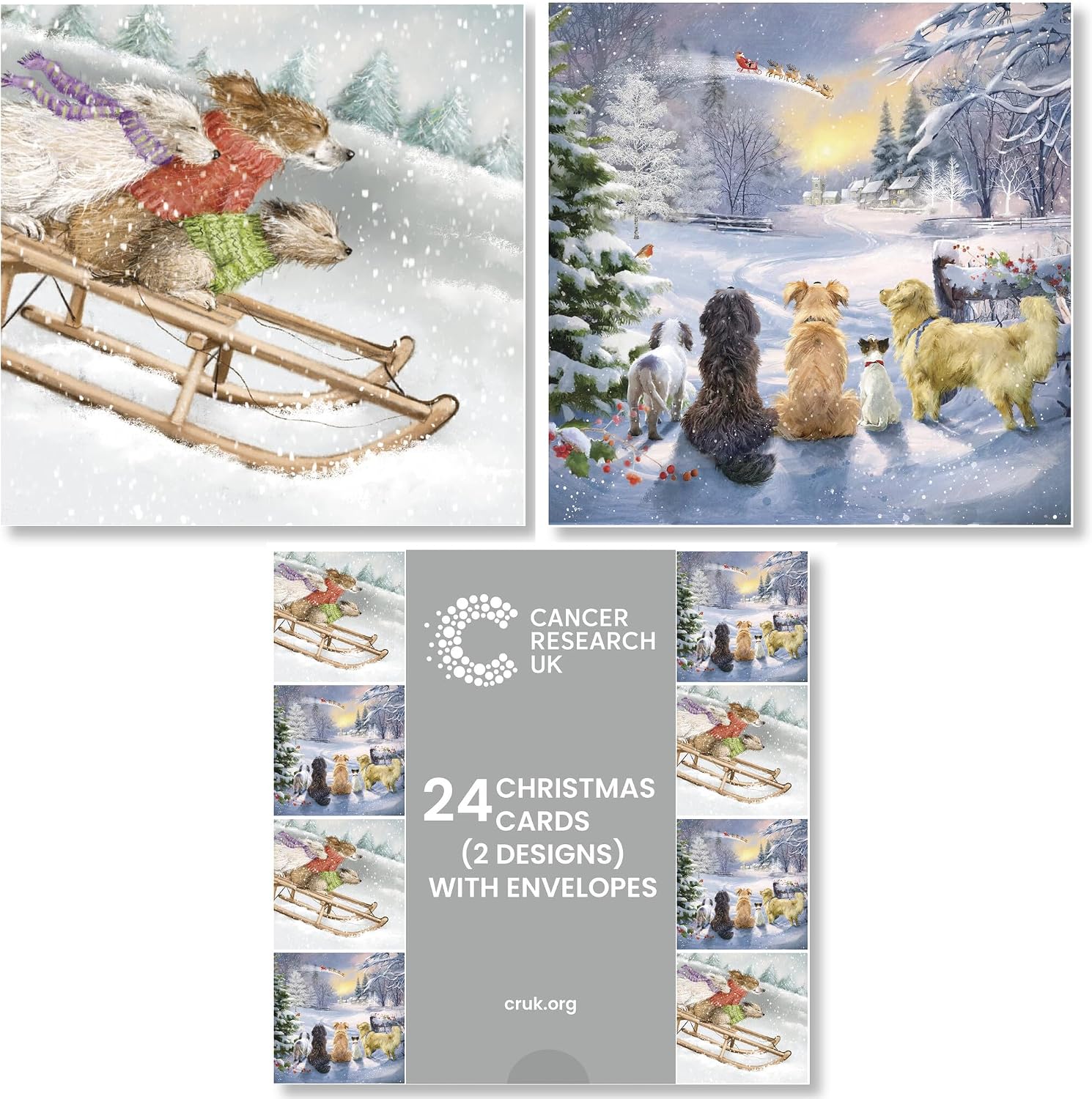 Cancer Research UK Box of 24 Charity Christmas Cards - 2 Designs ...