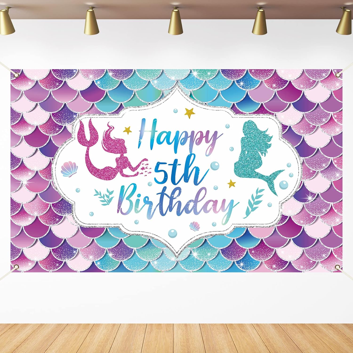 Amazon.com: Happy 5th Birthday Mermaid Party Decorations Fifth Sea ...