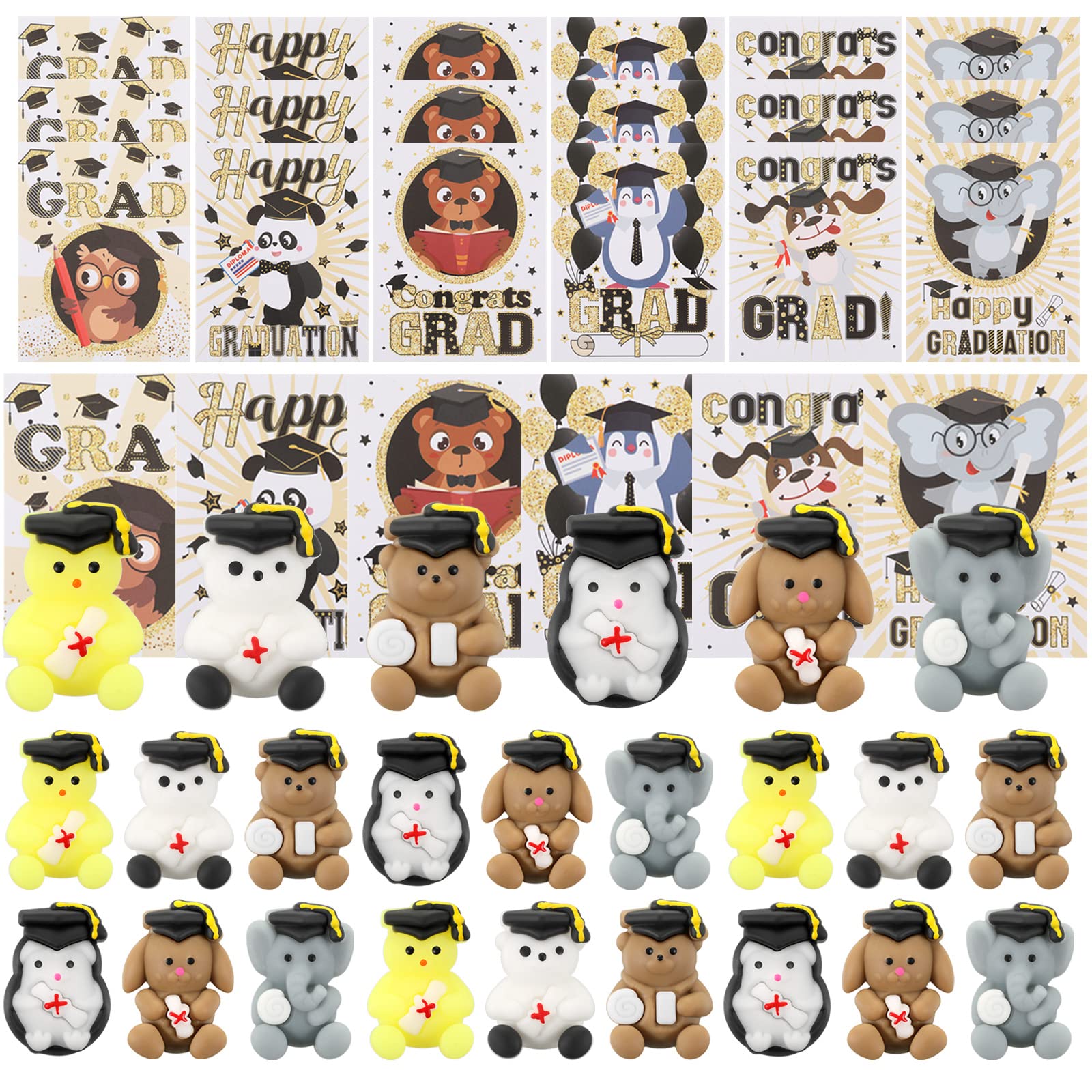Buy Sotiff 24 Sets Graduation Animal Toy with Cards Gift Set Graduation ...