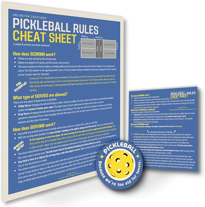 Amazon.com : Pickleball Rules Cheat Sheet, The Perfect Courtside ...