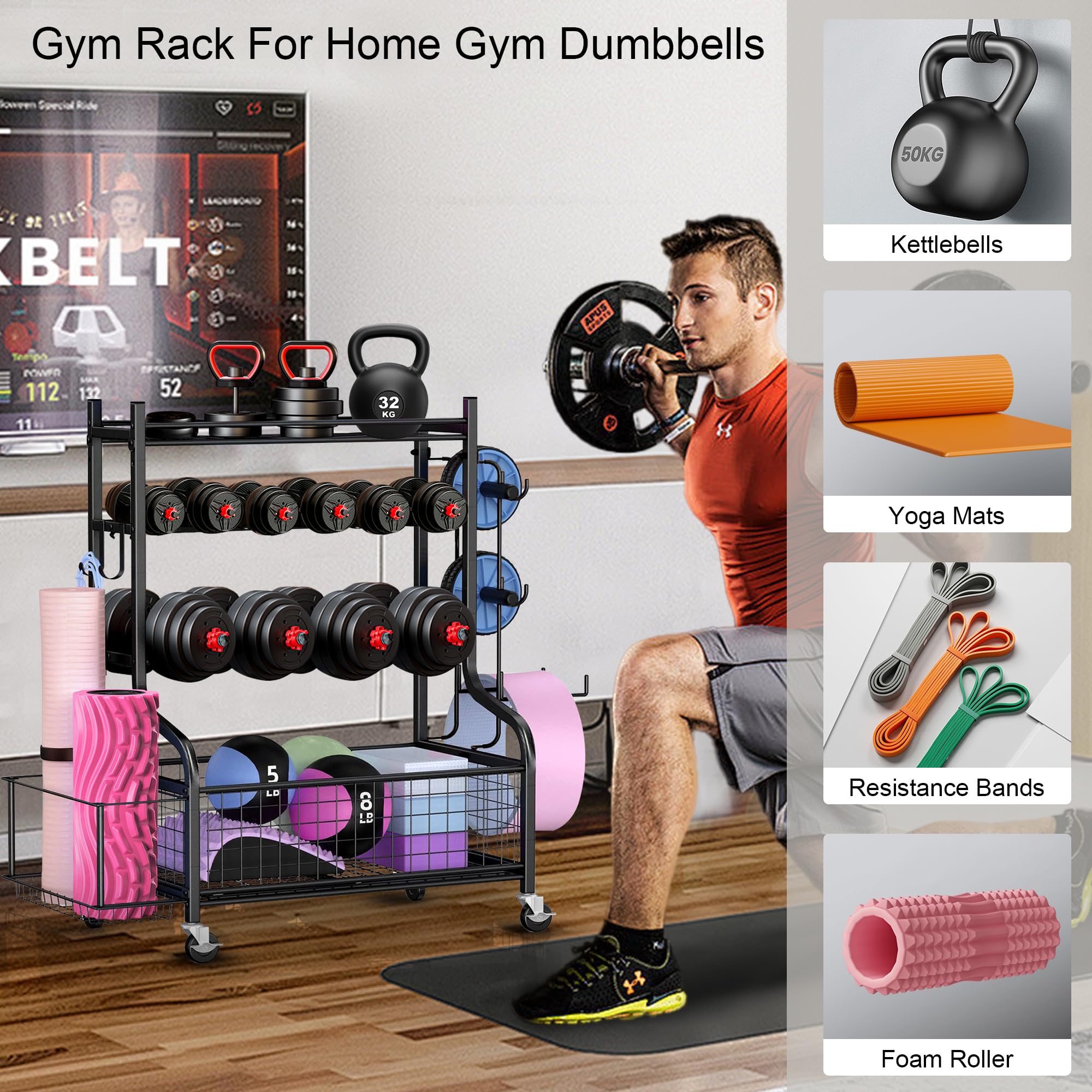 Dumbbell Rack, Gym Rack For Home Gym, Suitable For Dumbbells ...