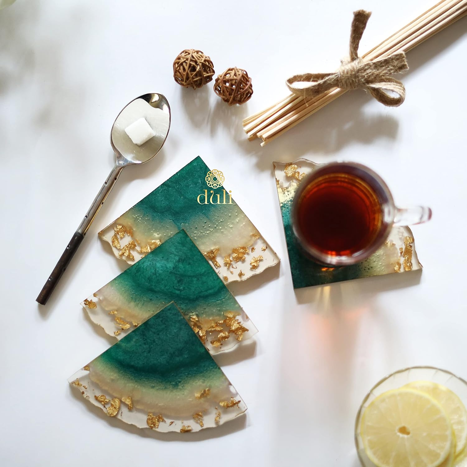 DULI Set of 4 Premium Resin Coasters Tea,Coffee Coasters, Resin Coaster ...