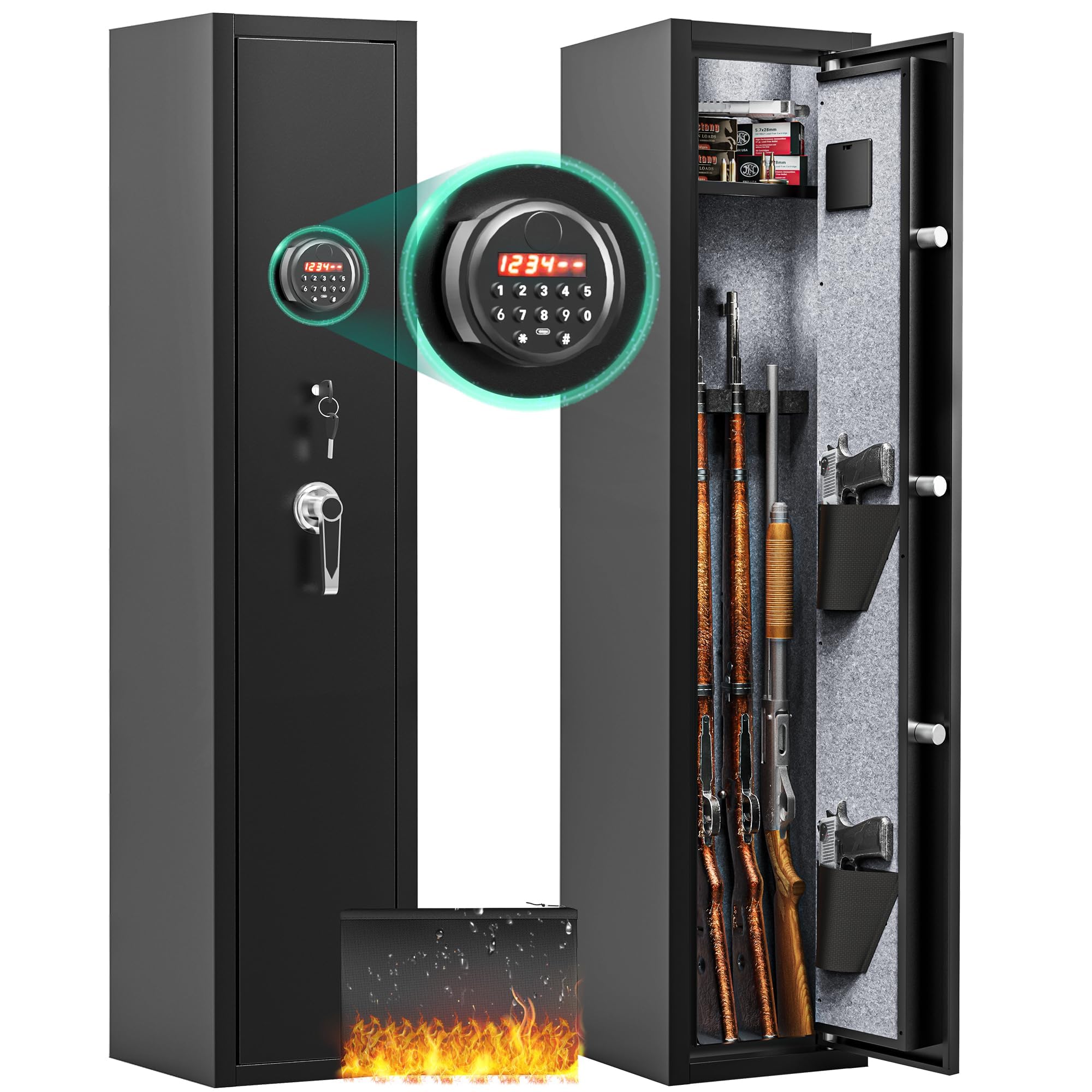 YITAHOME 3-5 Rifle Gun Safe, Password Lock Gun Safes for Home Rifles ...