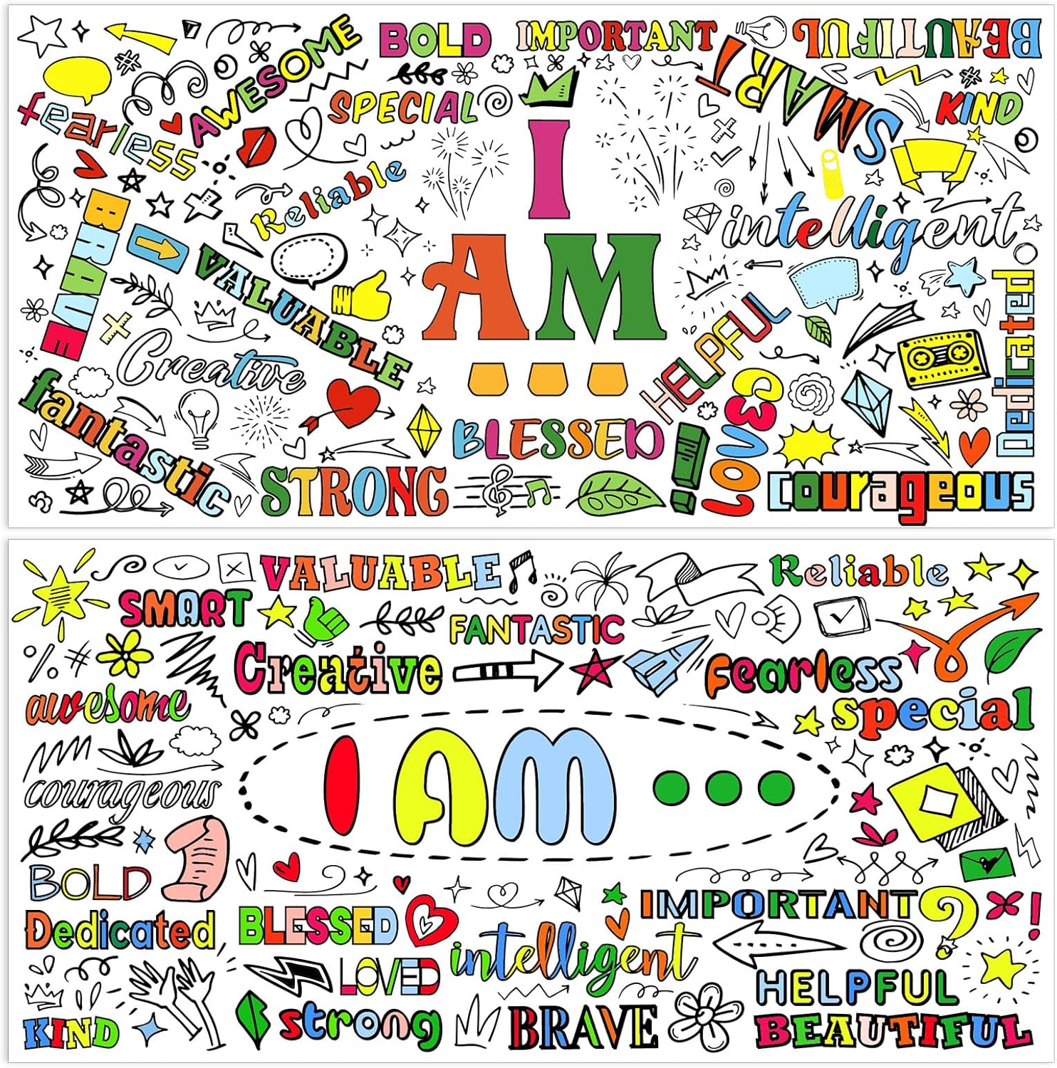 Amazon.com: Weekgrat 2 Pcs Positive Affirmations Coloring Poster 31 x ...