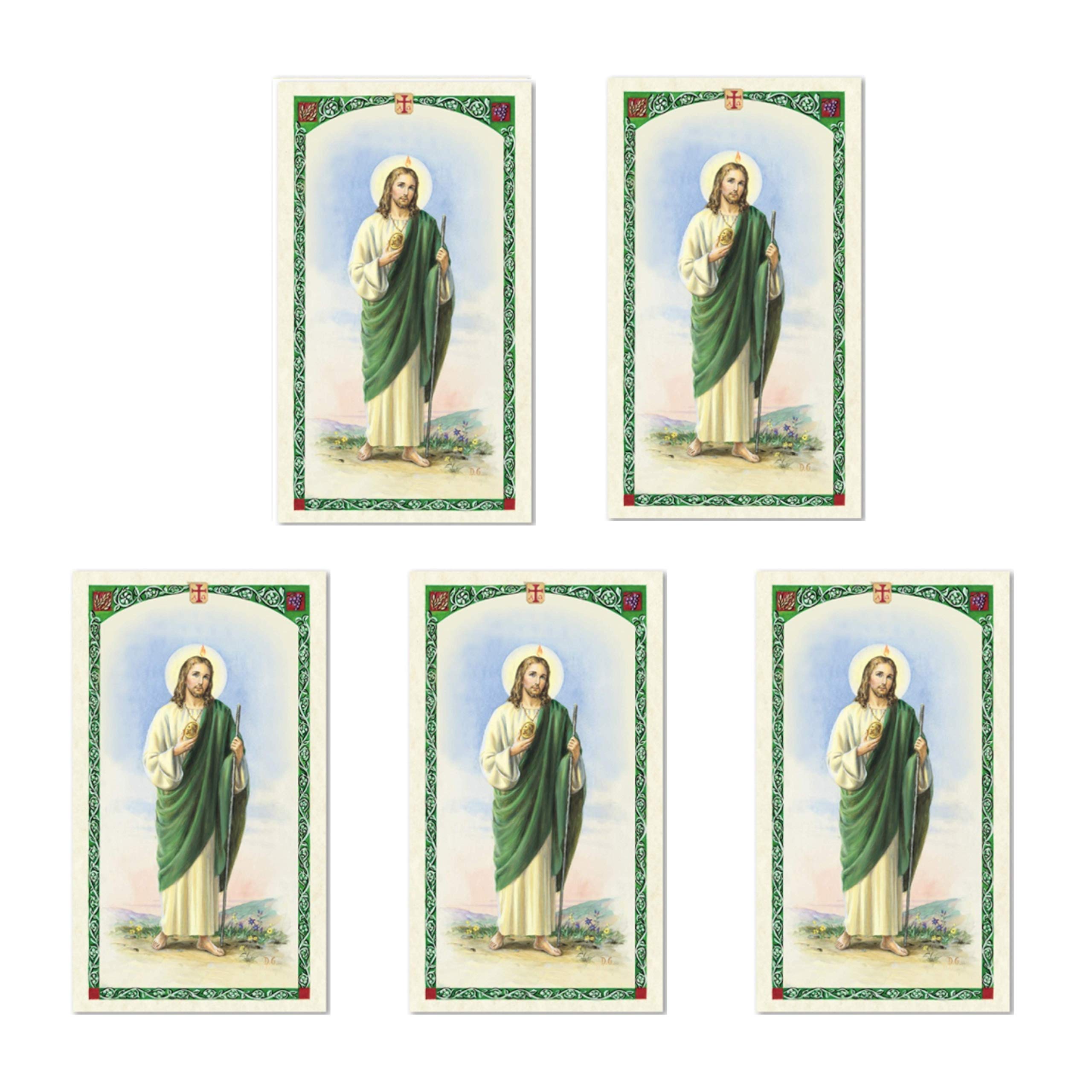 Buy H HOLLY LINES St.Jude Thaddeus Laminated Prayer Cards Set of Five ...