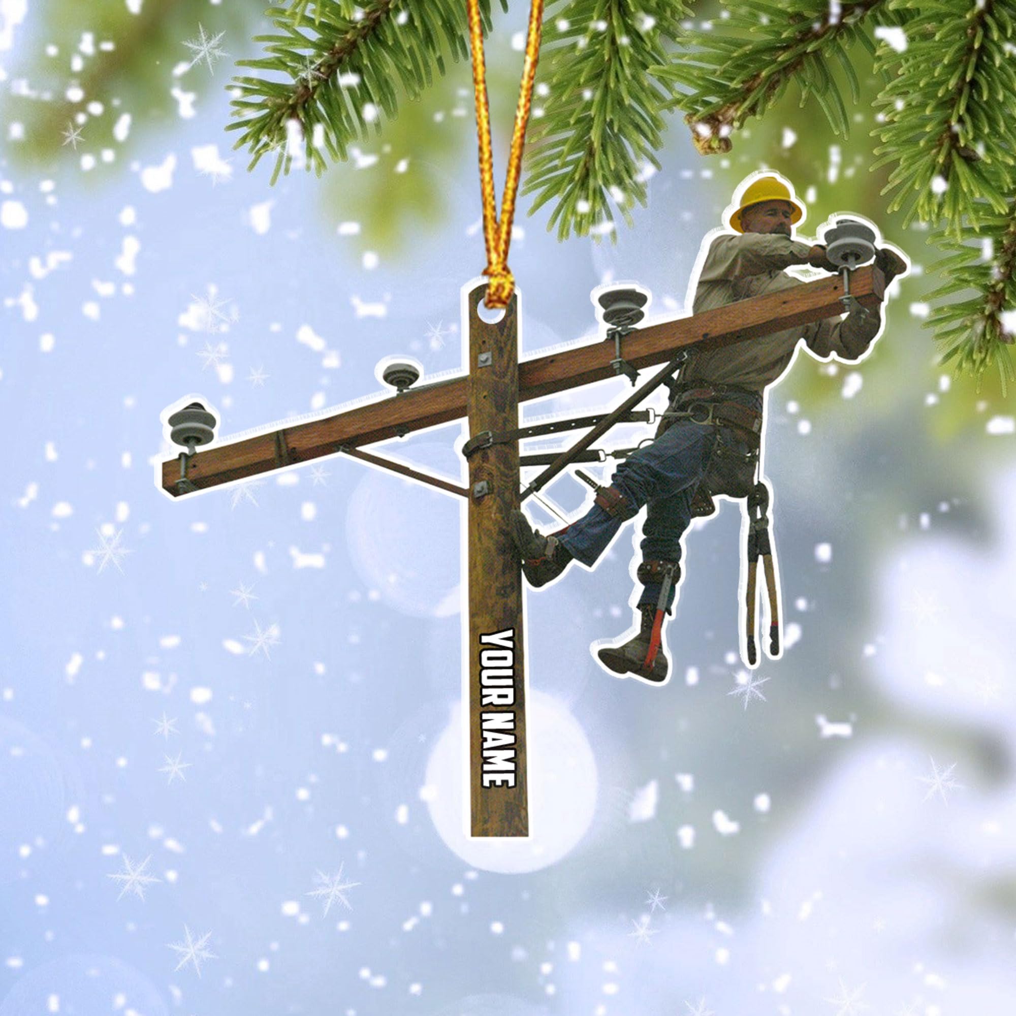 Amazon.com: HomeDesign Personalized Lineman Ornament Custom Lineman ...