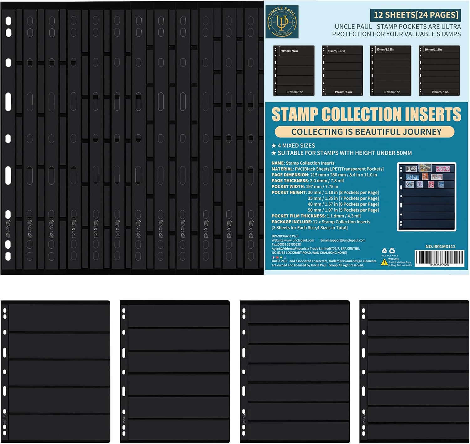 Amazon.com: Stamp Collection Inserts - Collector Stamp Album 12 Sheets ...