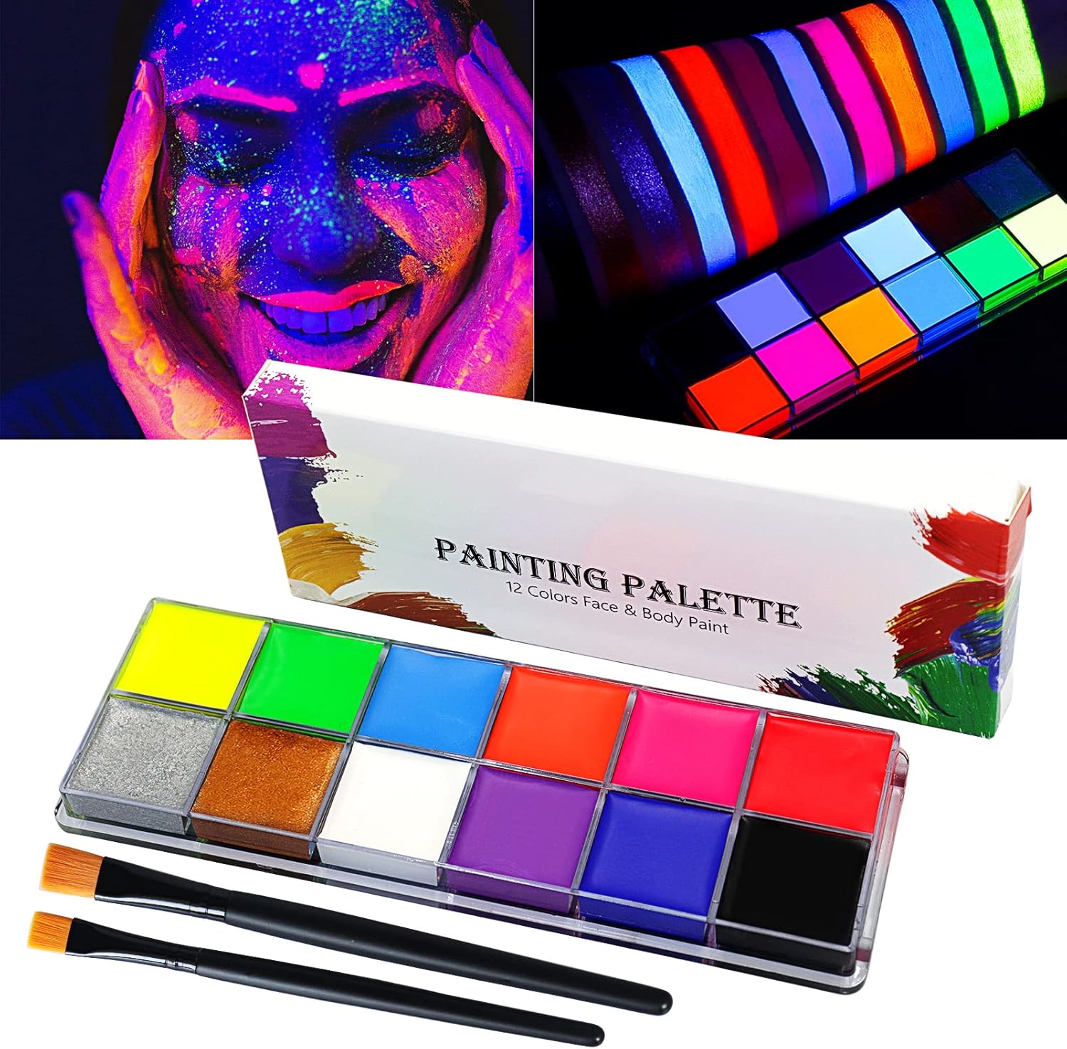 Based Face Body Painting Kit UV Neon Face Paint Glow In The Dark Face based-face-body-painting-kit-uv-neon-face-paint-glow-in-the-dark-face