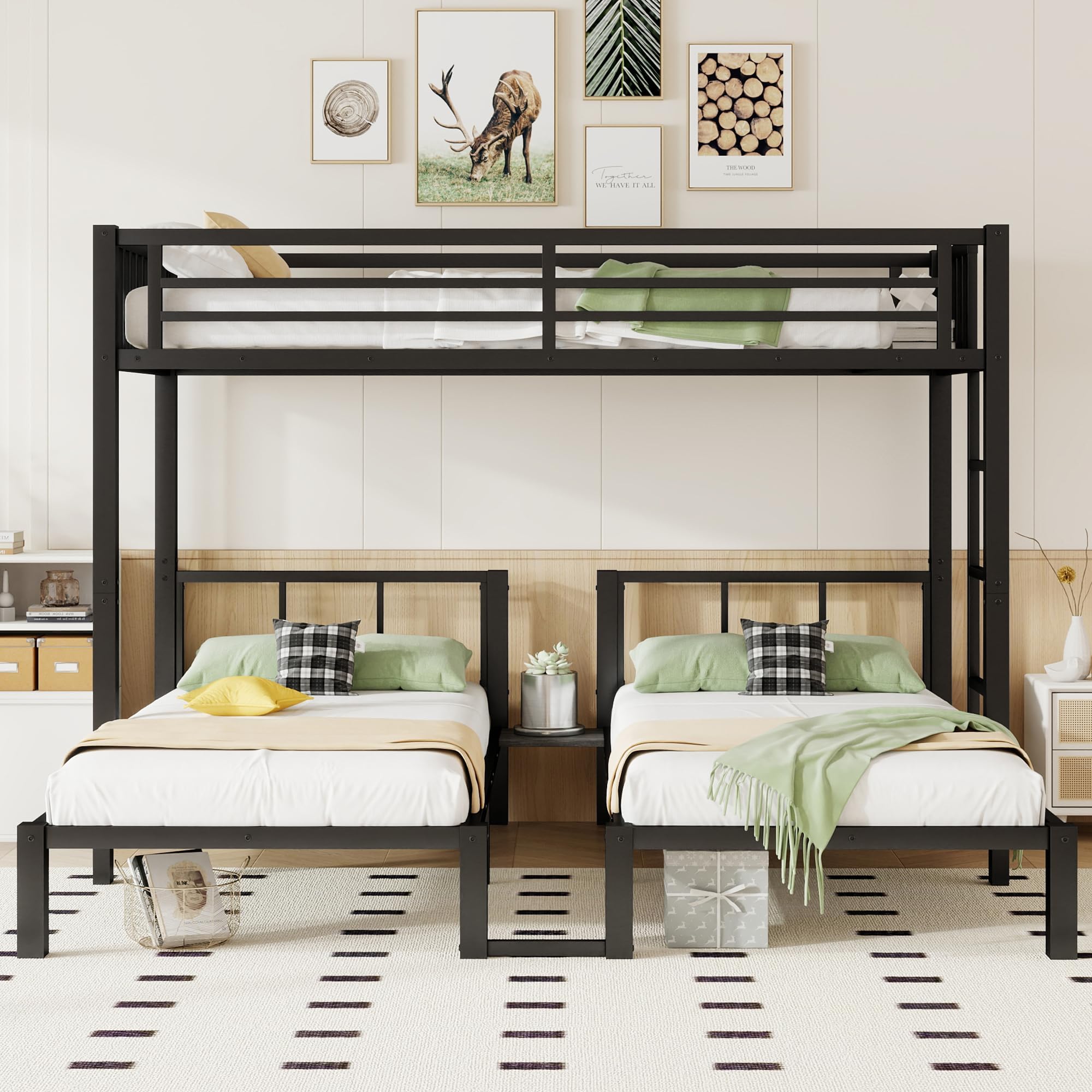 Amazon.com: CITYLIGHT Triple Bunk Beds with Stairs and Storage Drawers ...