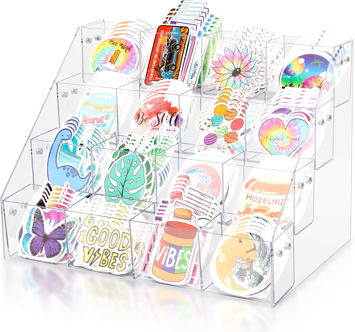 Amazon.com: Sticker Display Stand for Vendors - 4 Tier 16 Pockets ...