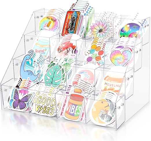 Amazon.com: Sticker Display Stand for Vendors - 4 Tier 16 Pockets ...