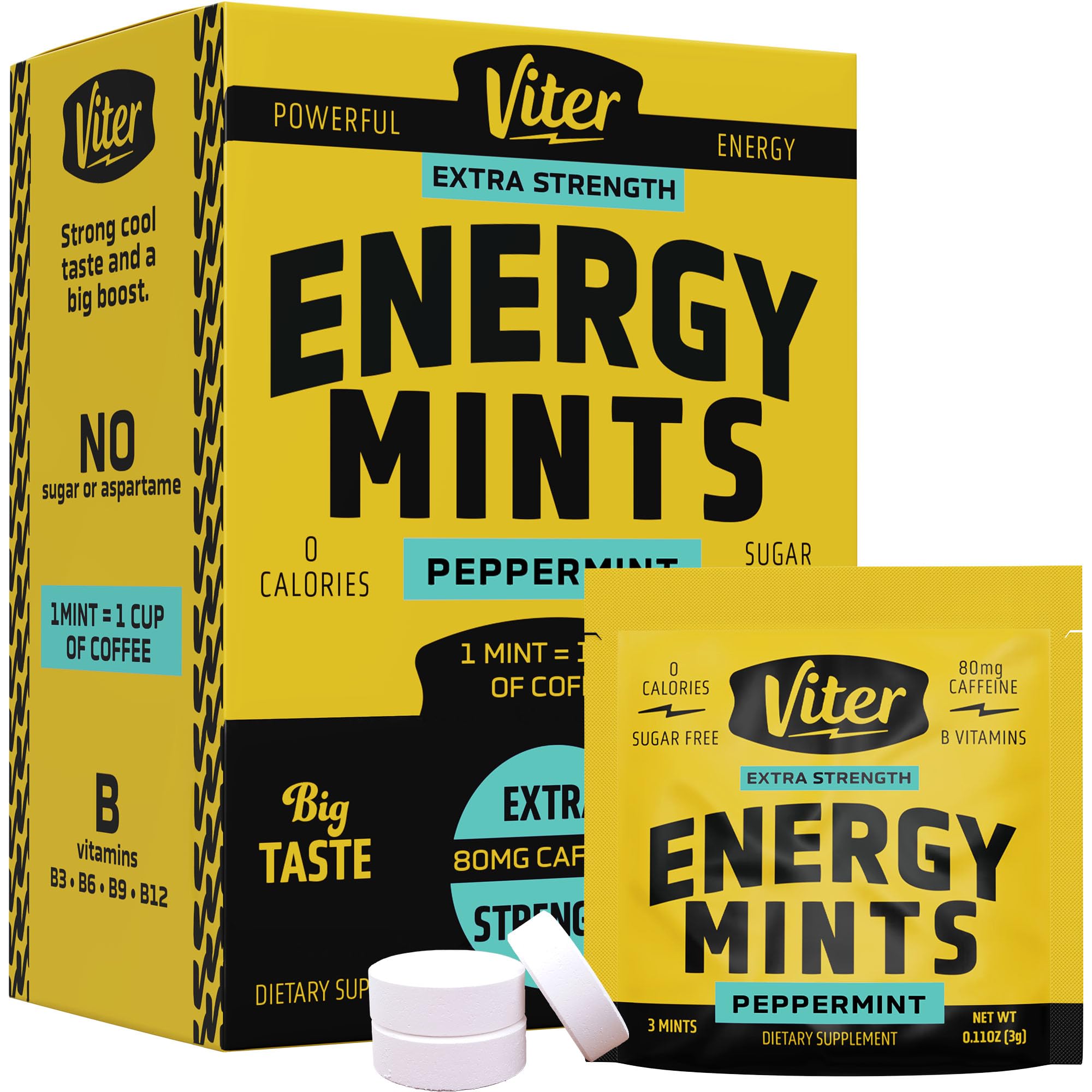 Amazon.com: Viter Energy Caffeine Mints 80mg Extra Strength - 90 Pieces ...