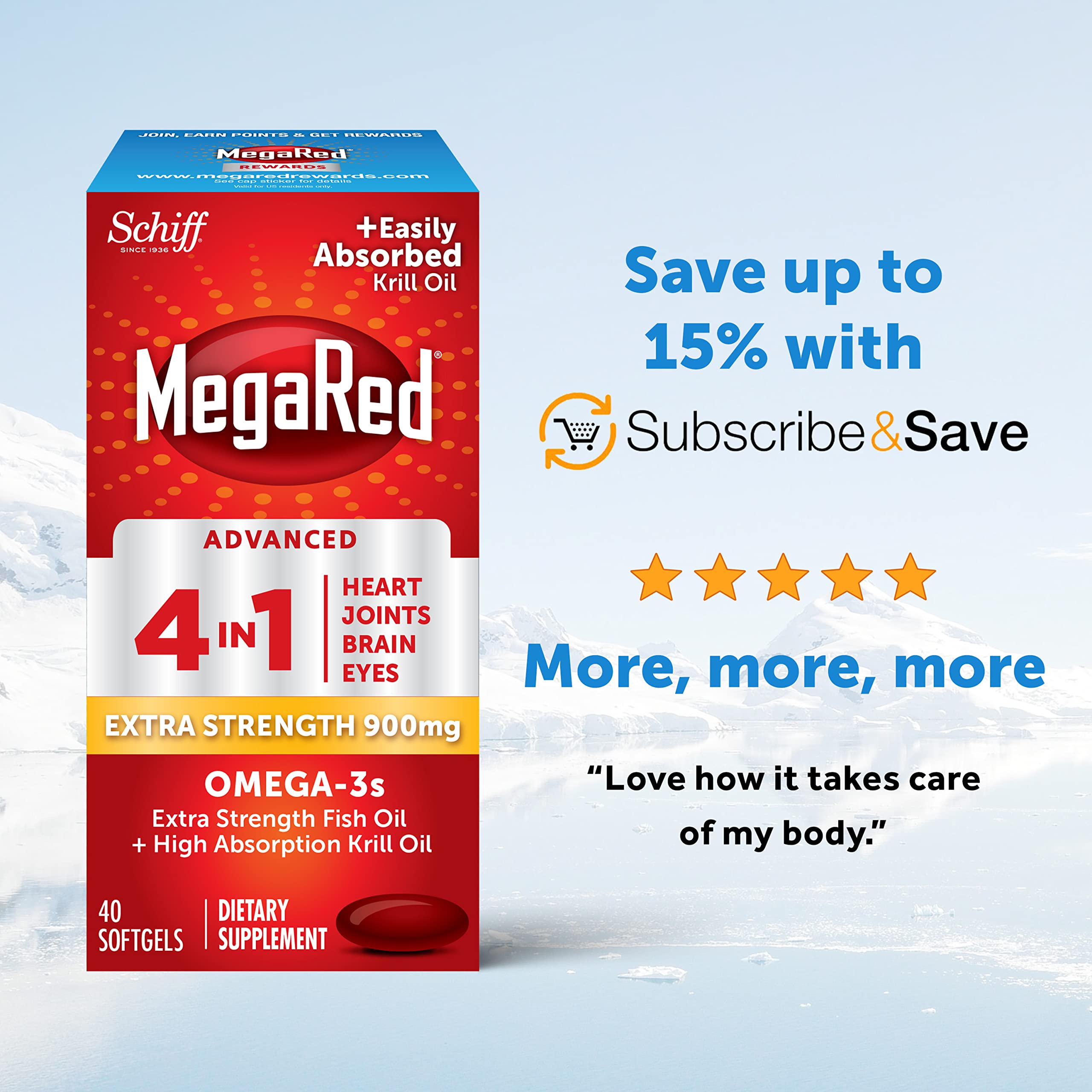 MegaRed Advanced 4in1 Softgels - Omega-3 Fish & Krill Oil Supplement ...