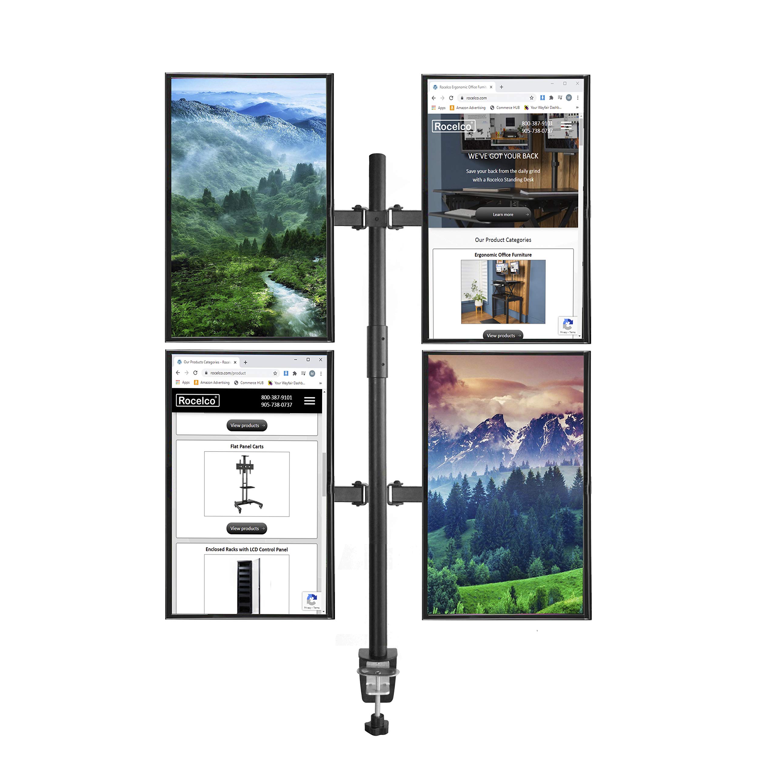 Snapklik.com : Rocelco Premium Quad Monitor Desk Mount - Standard ...