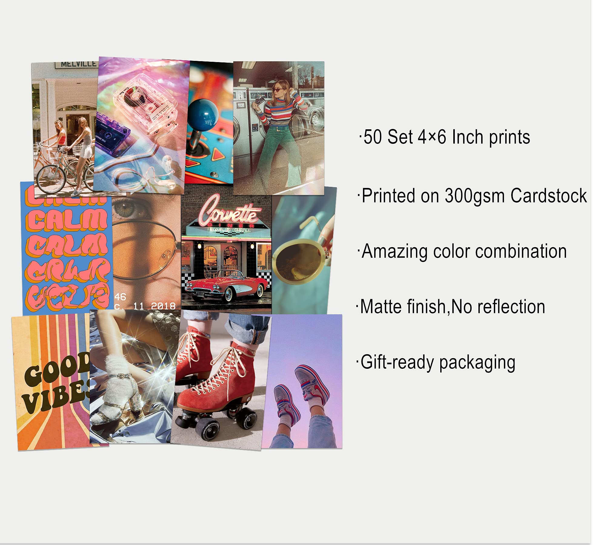 KOSKIMER Retro 80s Aesthetic Photo Collage Kit, 50 Set 4x6 Inch, Wall ...