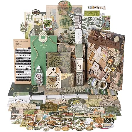 Amazon.com: Aromoty Large Aesthetic Scrapbook Journaling Kit,Vintage ...