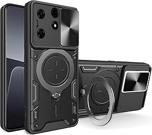 Amazon.com: Aikukiki Case for Infinix Hot 40i,Military Flashing [Built-in Kickstand] Magnetic ...