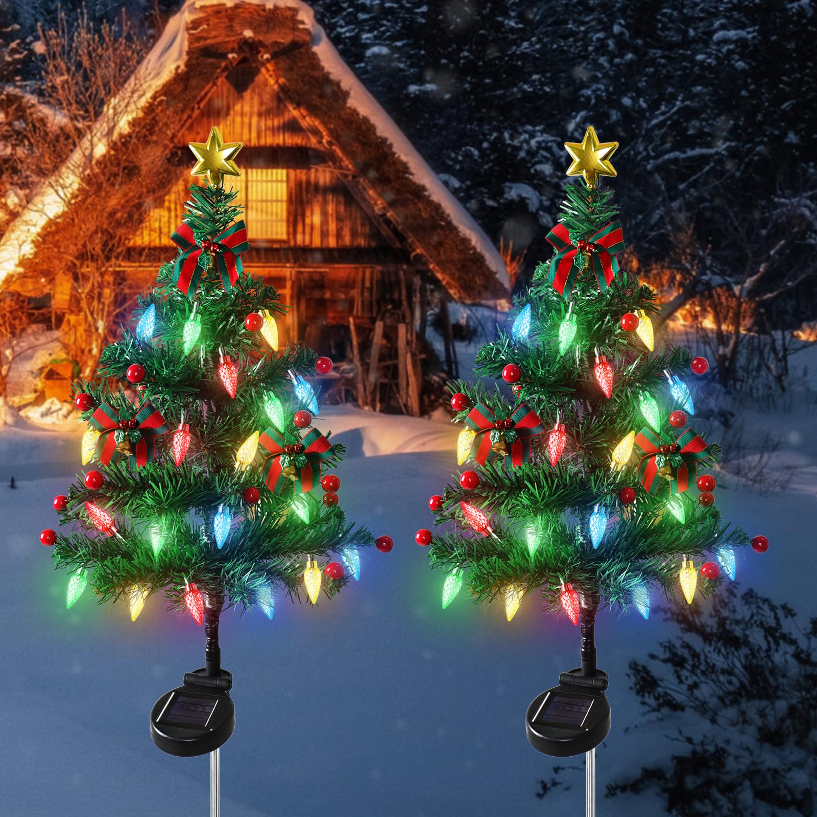 Amazon.com : Dremisland 2Pack Solar Christmas Tree with 40LED Lights ...