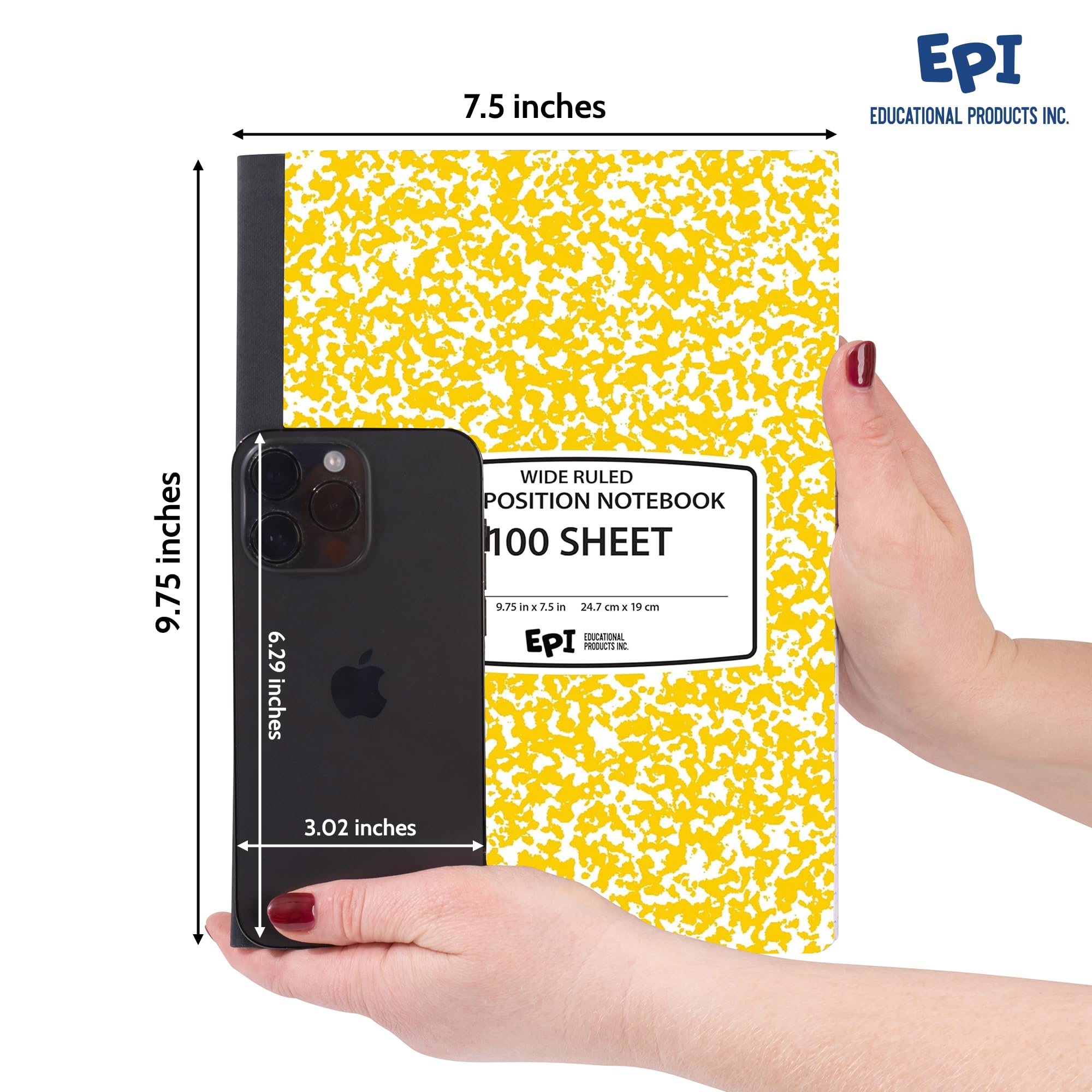 Snapklik.com : 4 Pack - EPI Wide Ruled Marble Composition Notebook ...