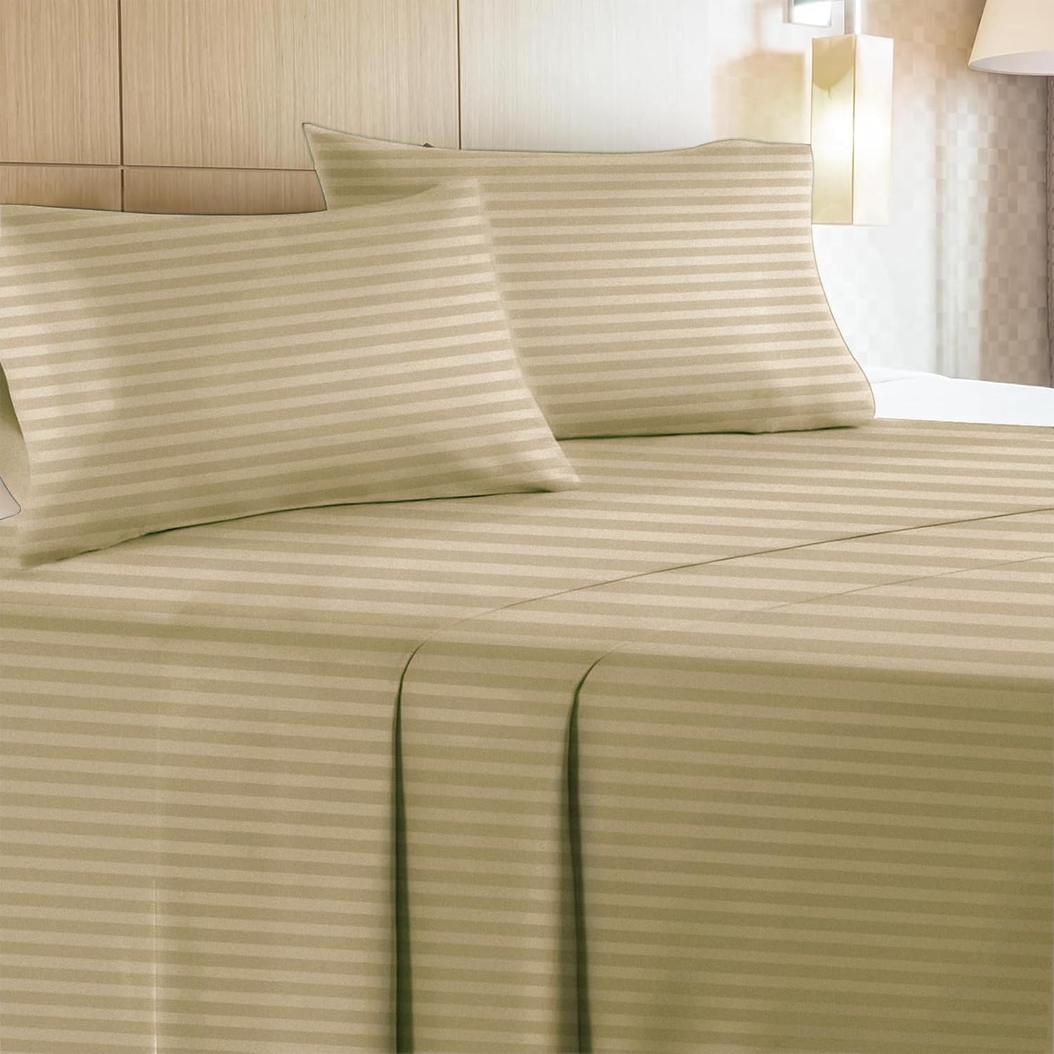 Amazon.com: Leluxe Home Striped Sheets Set of 6 - 100% Microfiber ...