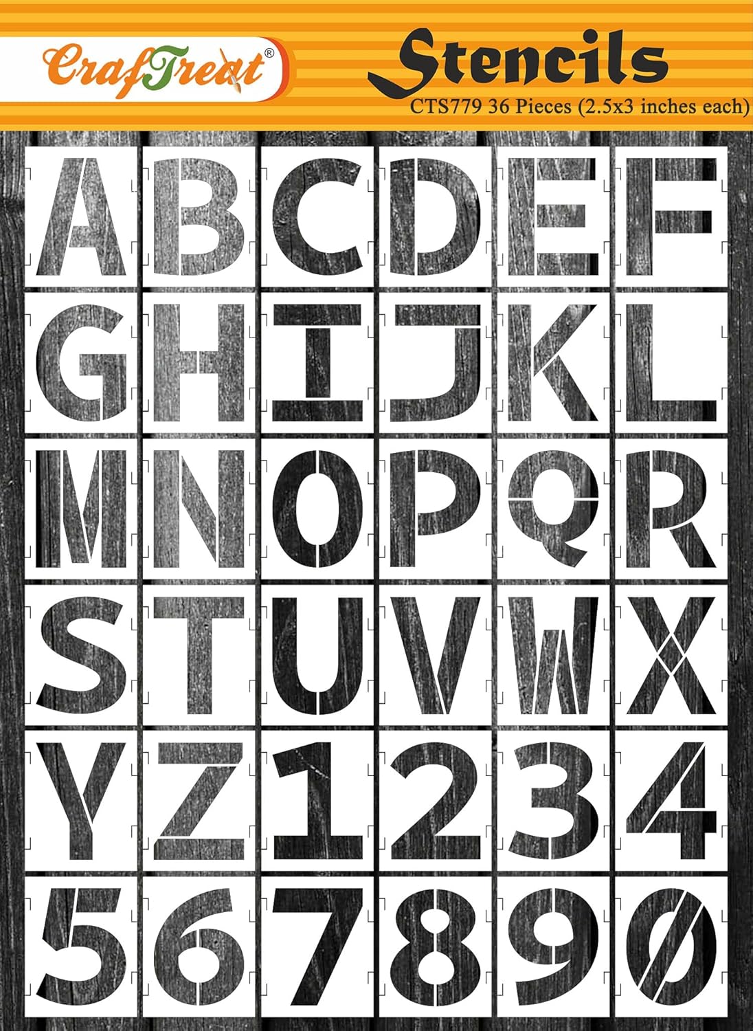 CrafTreat Reusable Interlocking Alphabet Letters Stencils 36 Pack 3x3 ...